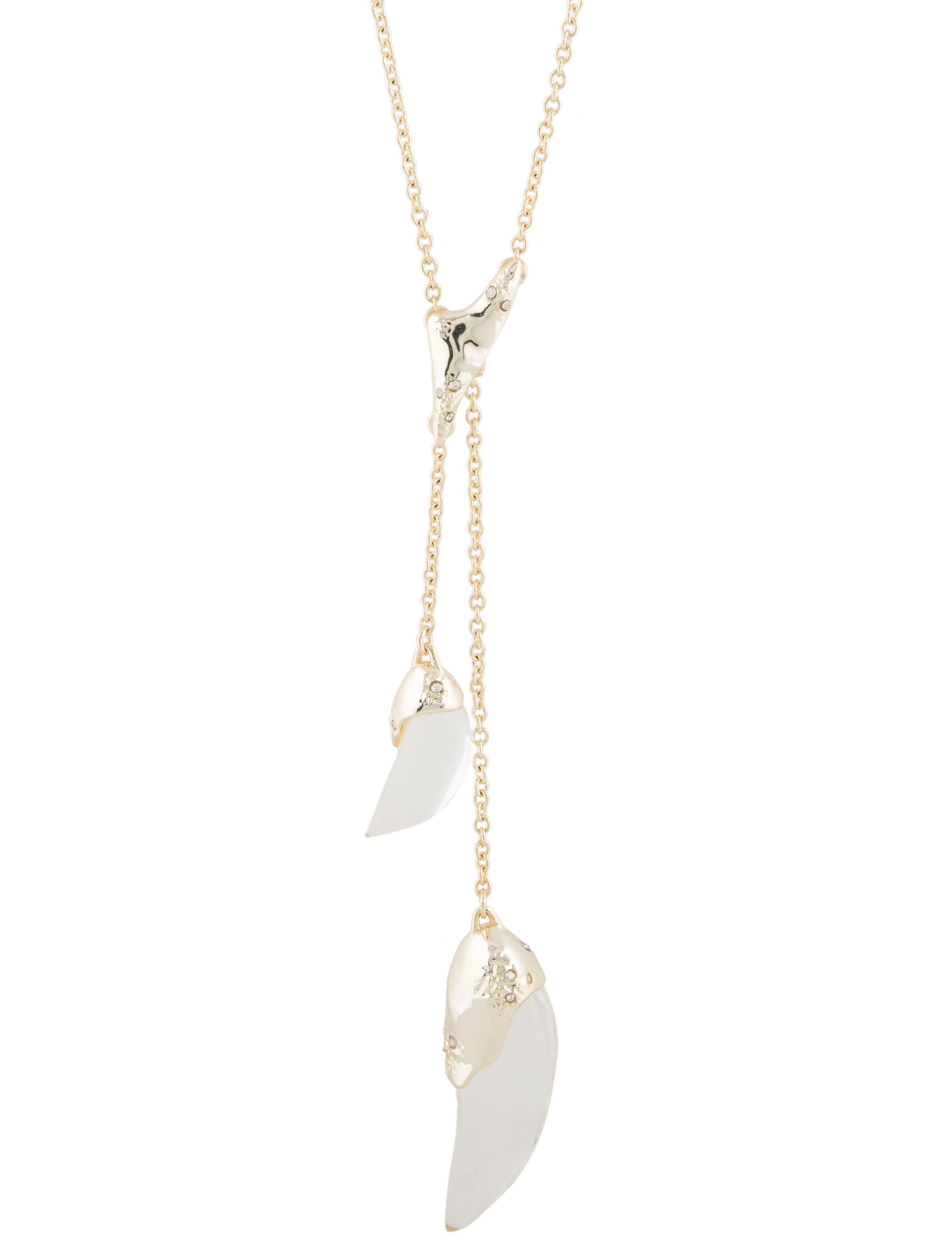 Alexis Bittar Lucite & Crystal Sabre Tooth Lavalier Necklace - Brass ...
