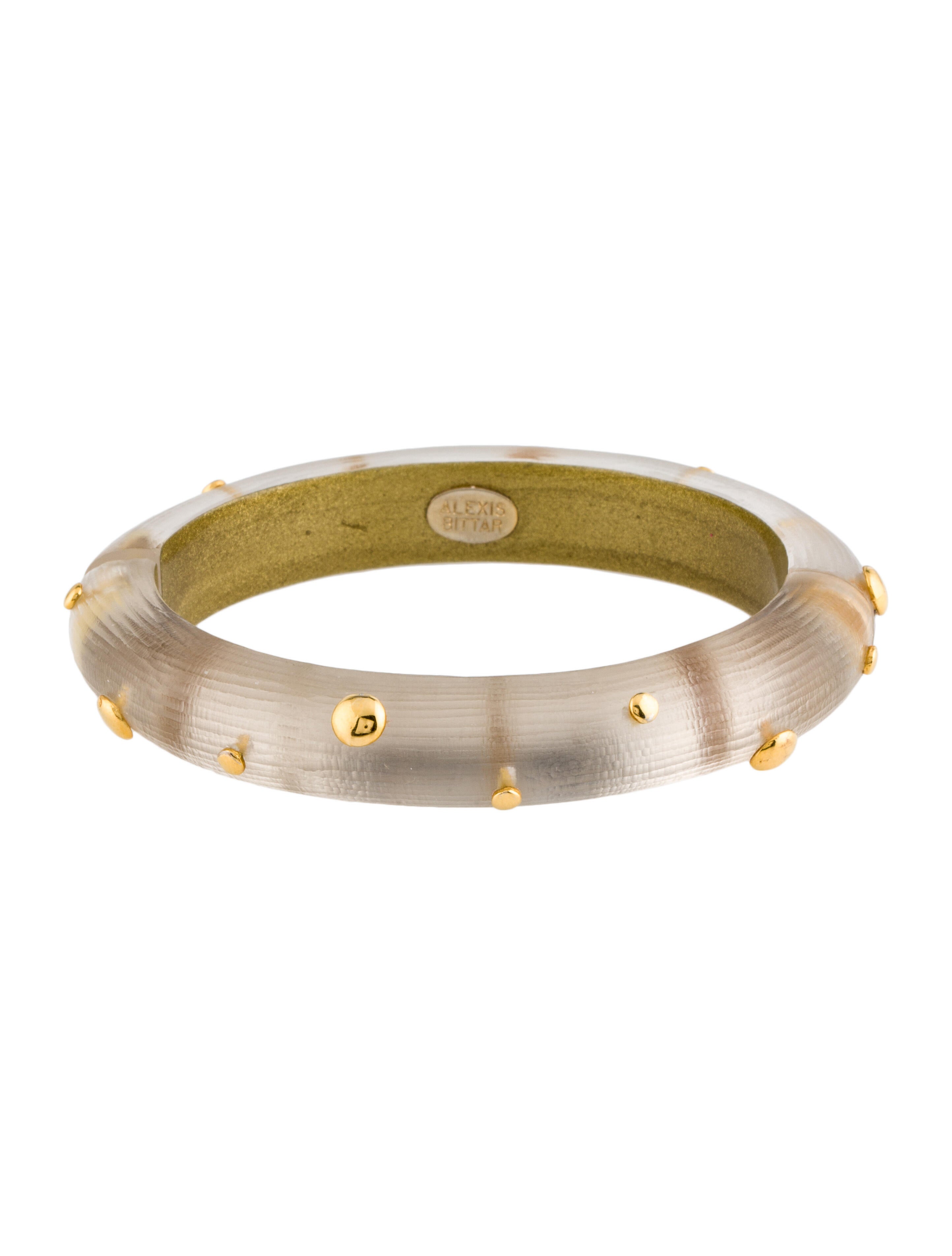 Alexis Bittar Lucite Studded Hinged Bangle - Brass Bangle, Bracelets ...