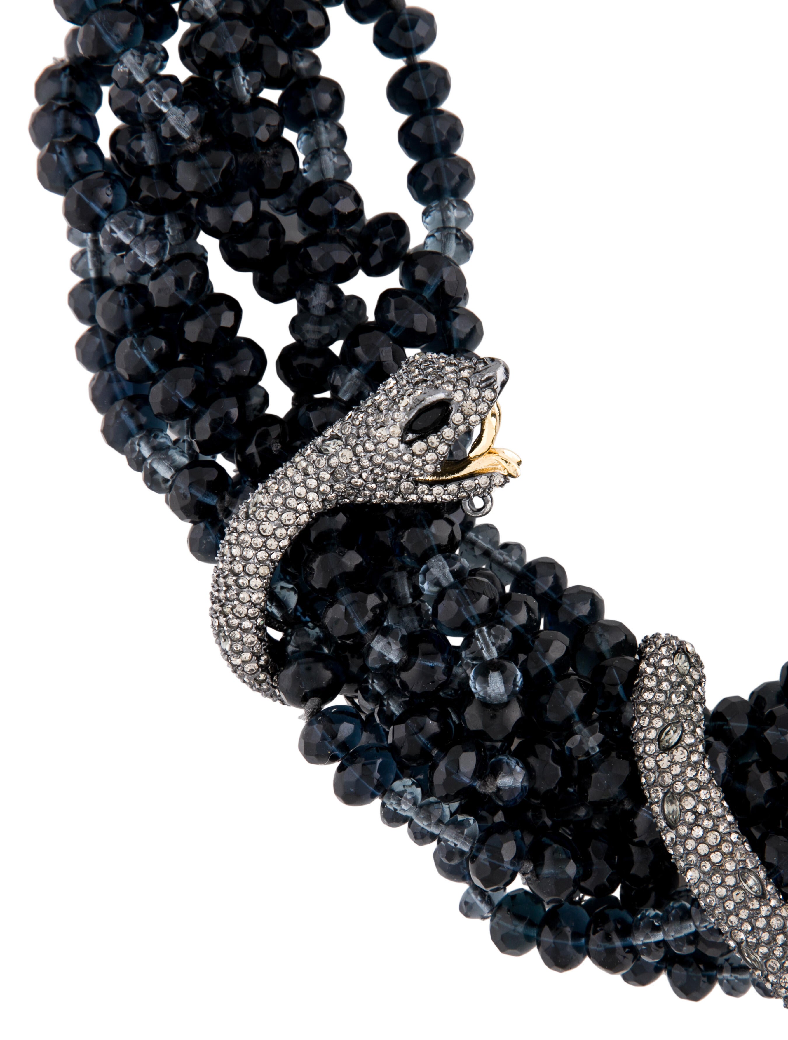Alexis Bittar Crystal Serpent Torsade Necklace - Blue, Ruthenium-Plated ...