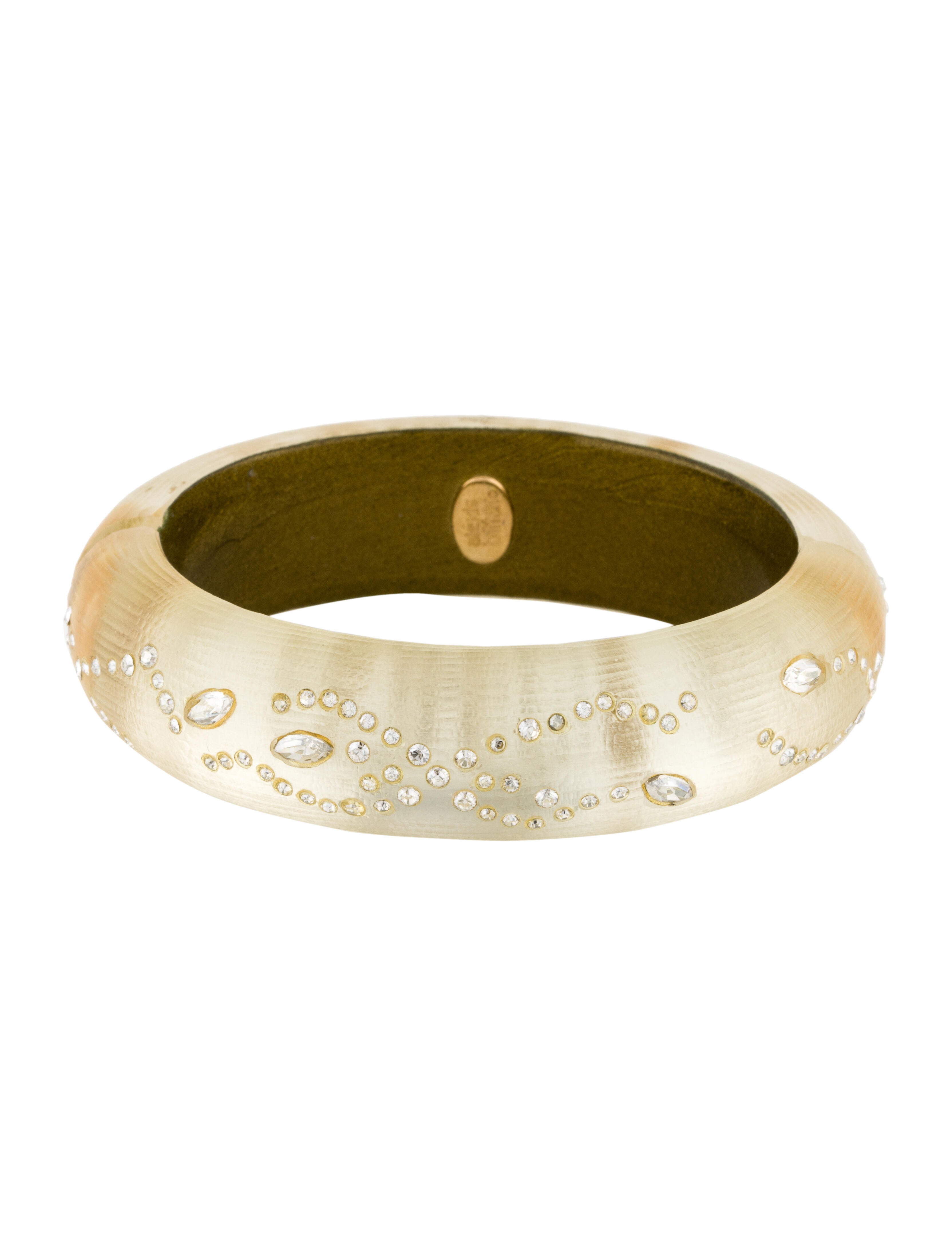 Alexis Bittar Lucite & Crystal Hinged Bracelet - Brass Bangle ...