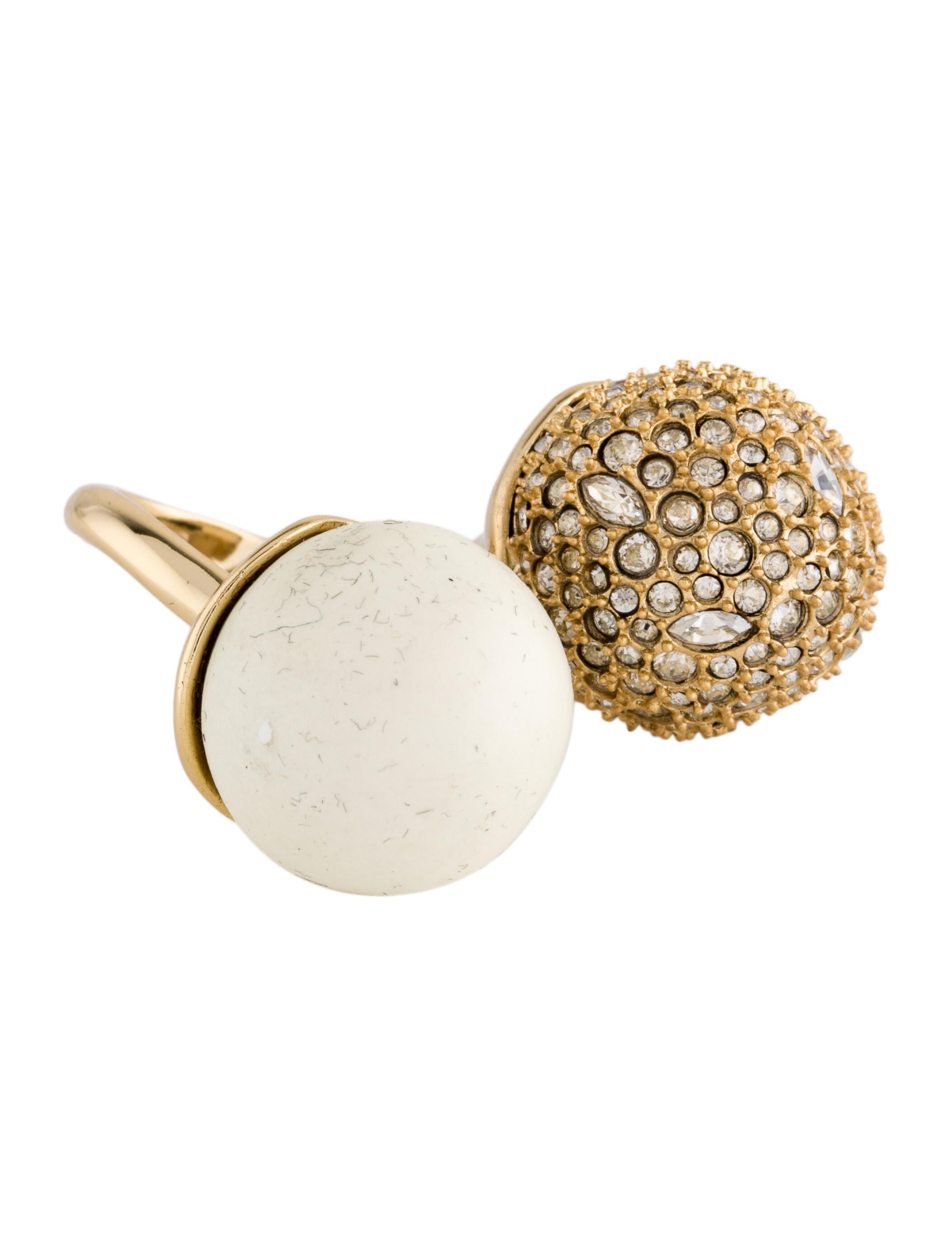 Alexis Bittar Crystal Pavé Double Ball Cocktail Ring - White, Brass ...