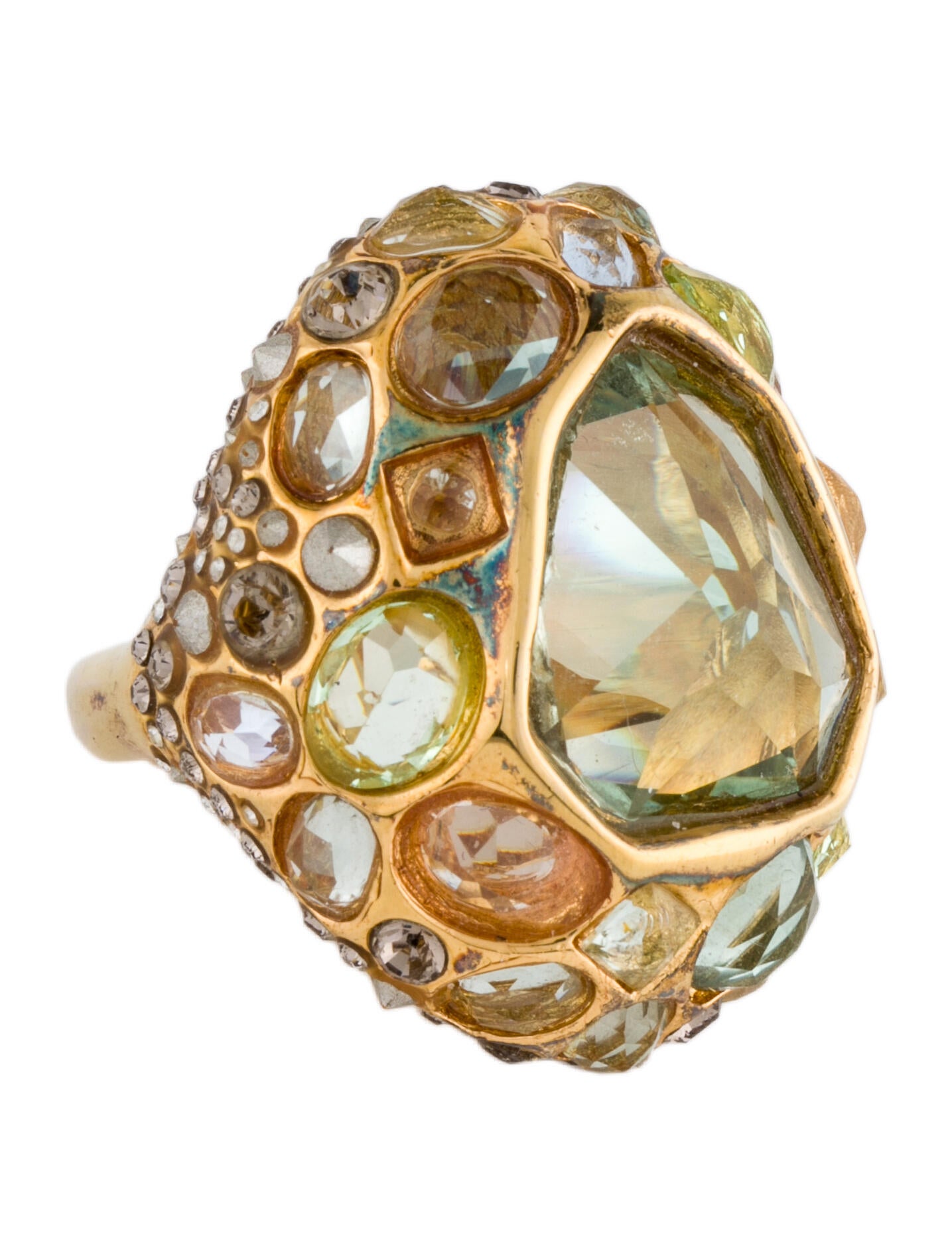 Alexis Bittar Multi-stone & Crystal Encrusted Cocktail Ring - Brass ...