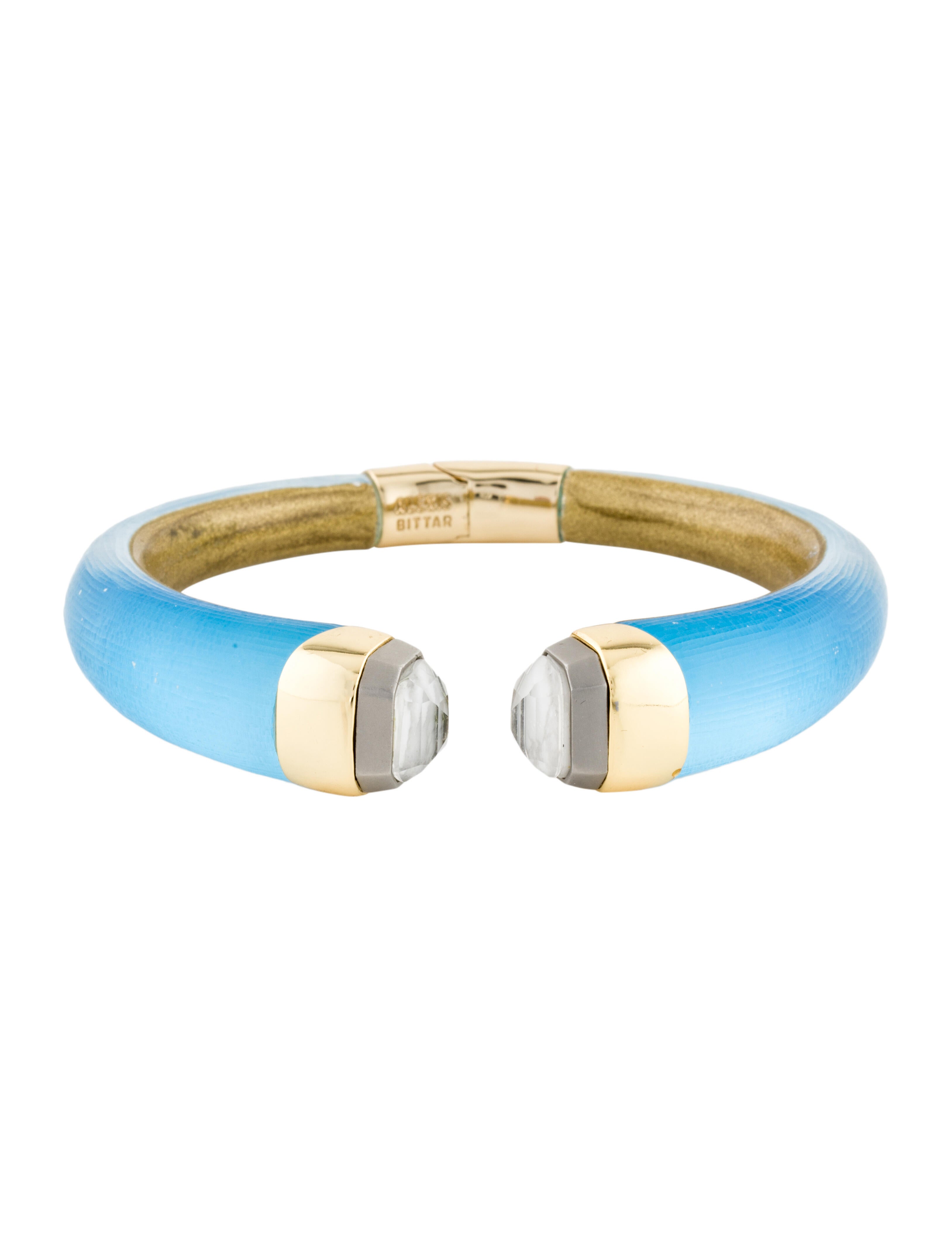 Alexis Bittar Lucite & Crystal Hinged Cuff - Blue, Brass Cuff ...