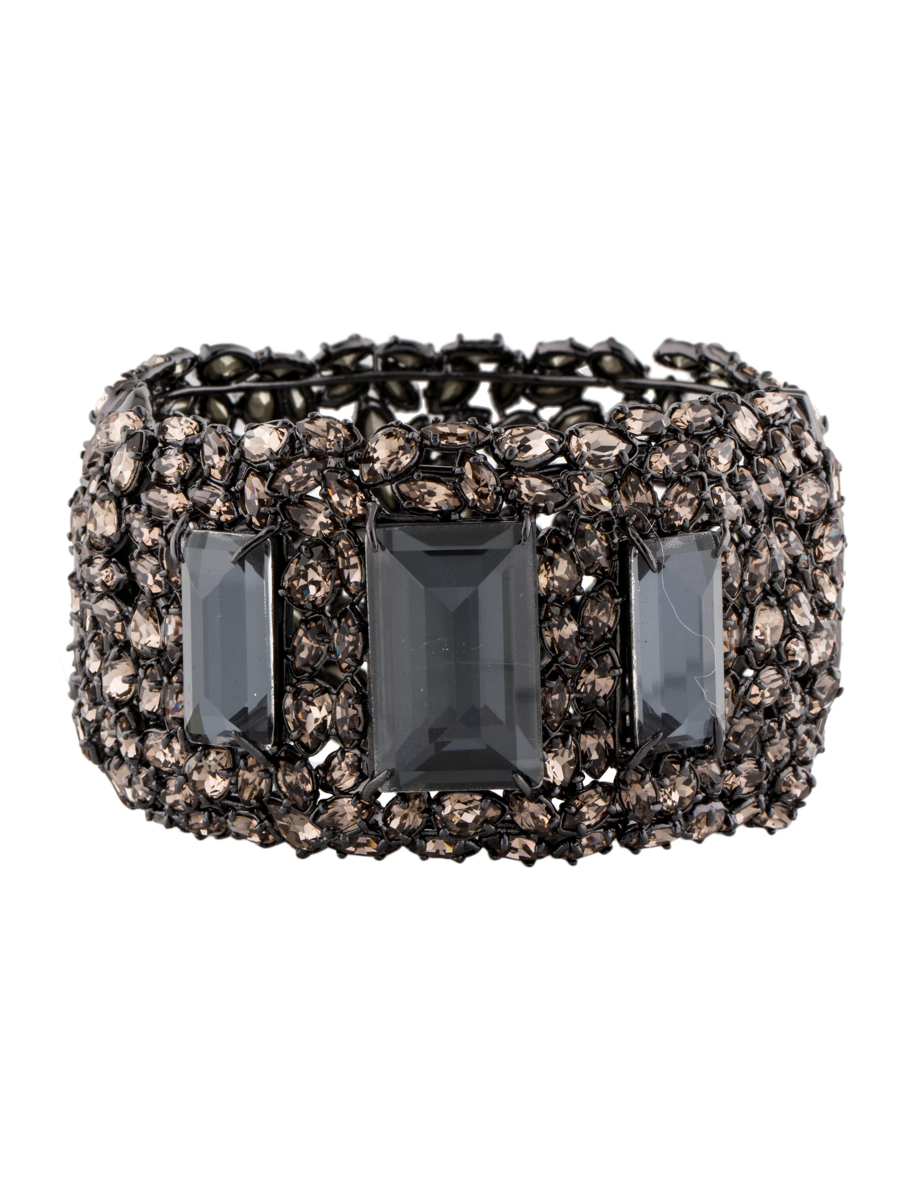 Alexis Bittar Crystal Moonlight Nova Hinged Bracelet - Brown, Ruthenium ...