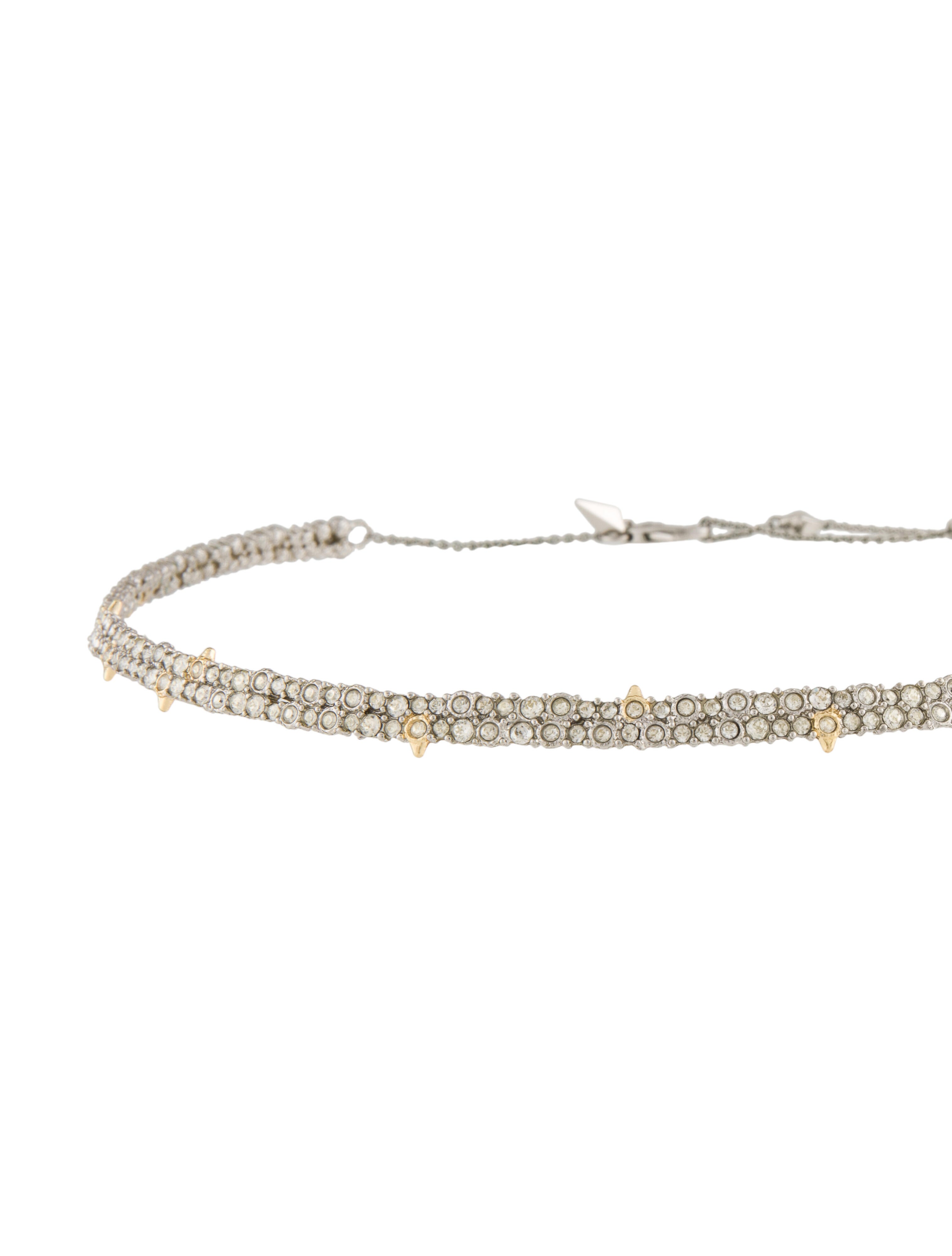 Alexis Bittar Two Tone Crystal Spike Choker Necklace - Choker ...