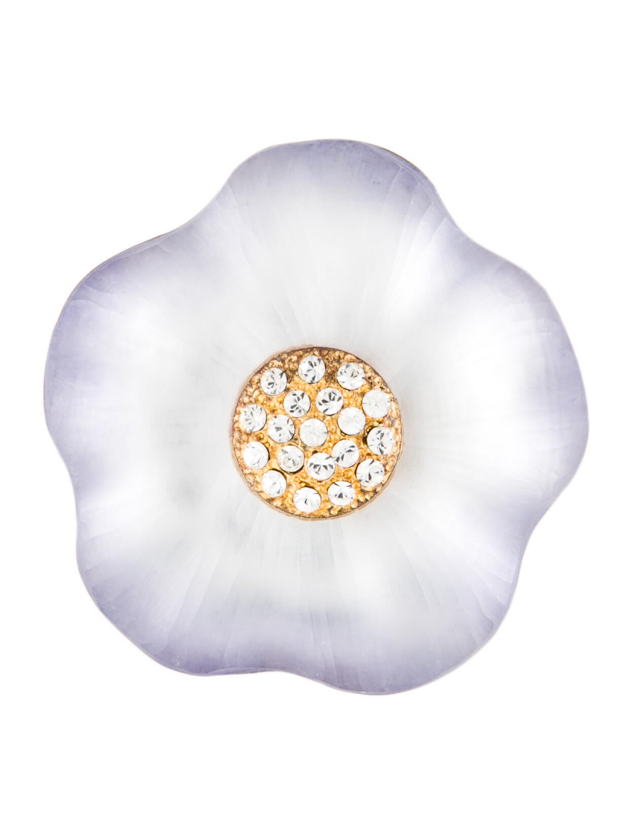 Alexis Bittar Crystal & Lucite Small Flower Brooch Pin - Purple, Brass ...