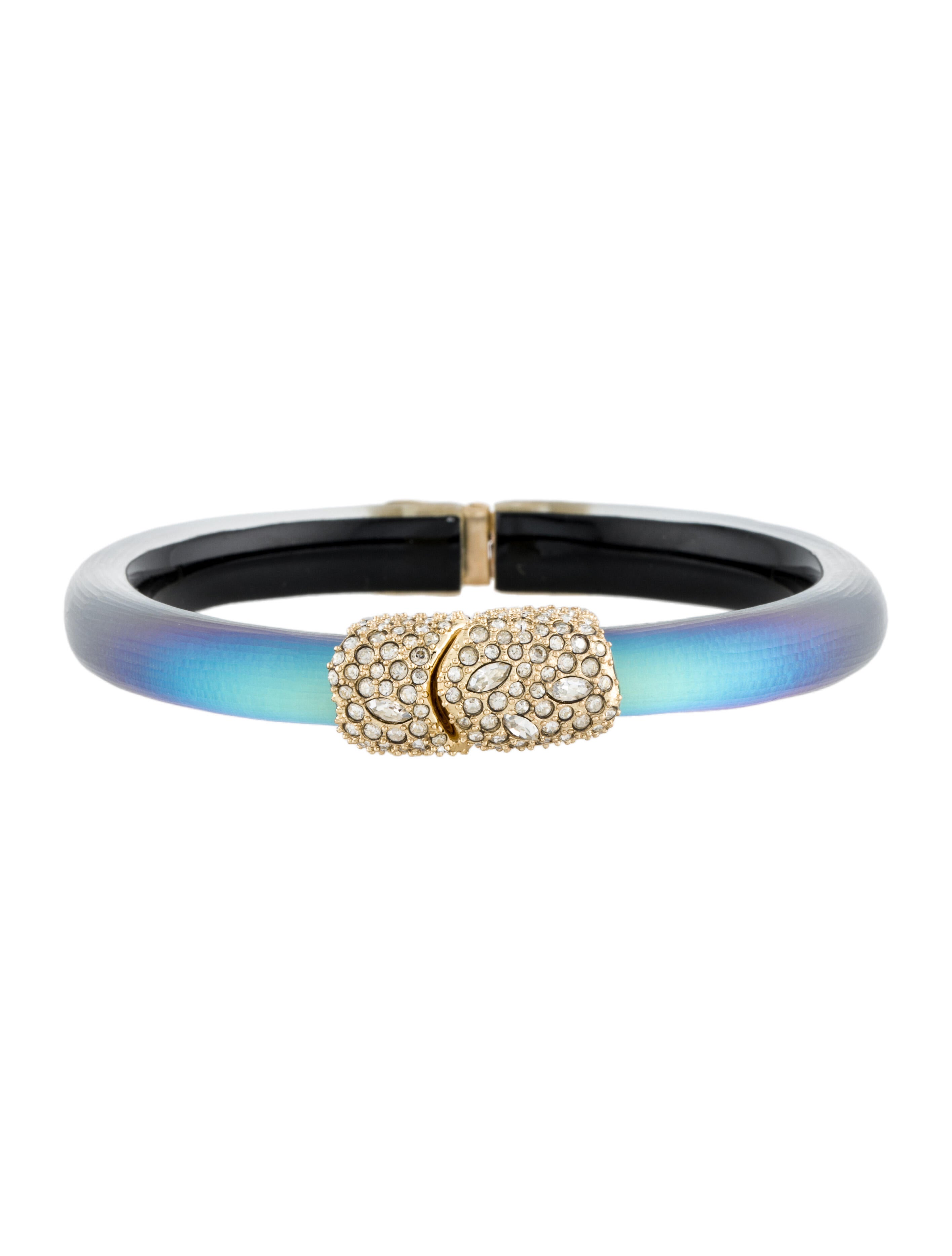 Alexis Bittar Crystal & Lucite Hinged Bangle - Blue, Gold-Tone Metal ...