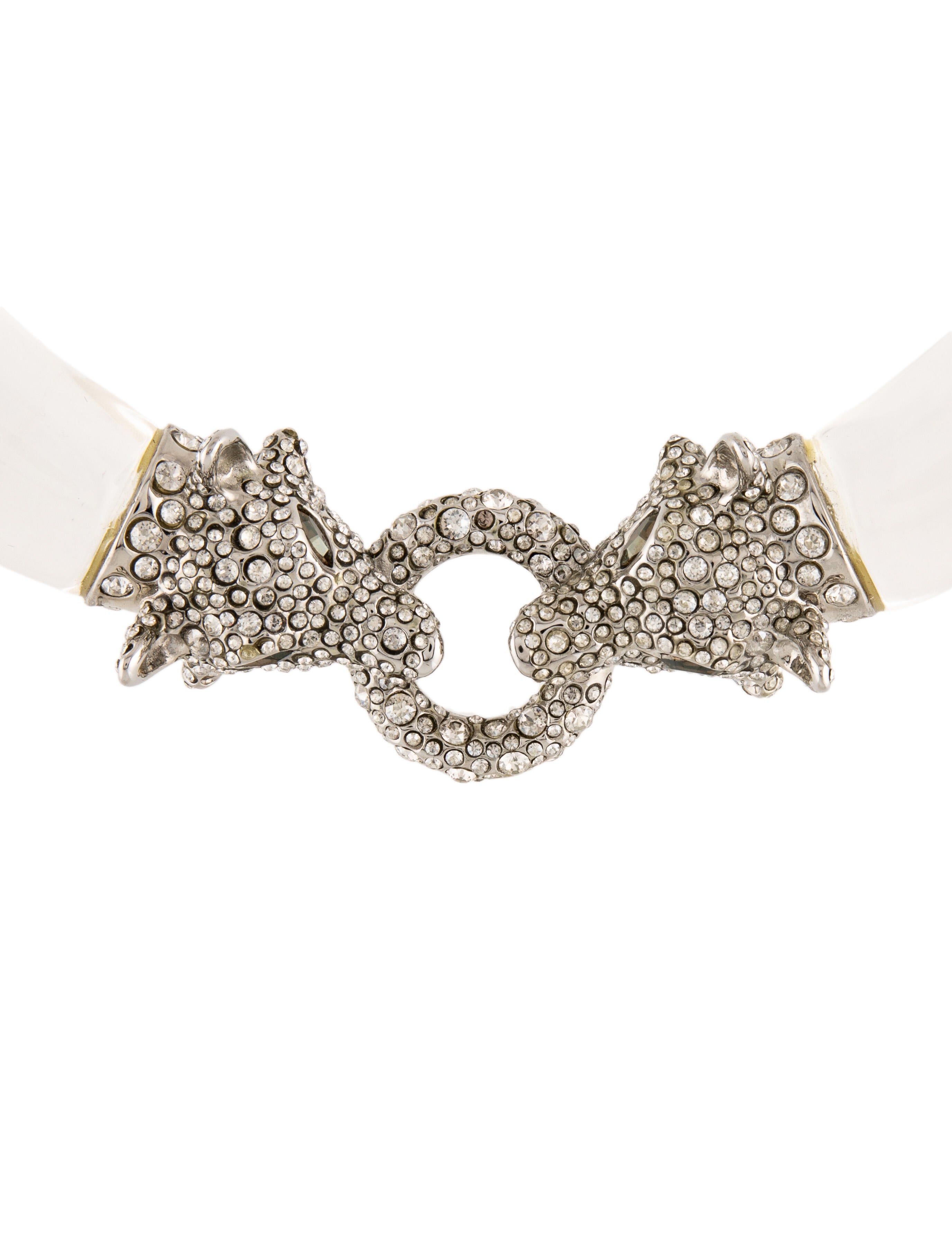 Alexis Bittar Lucite & Crystal Winter Deco Wolf Collar Necklace ...