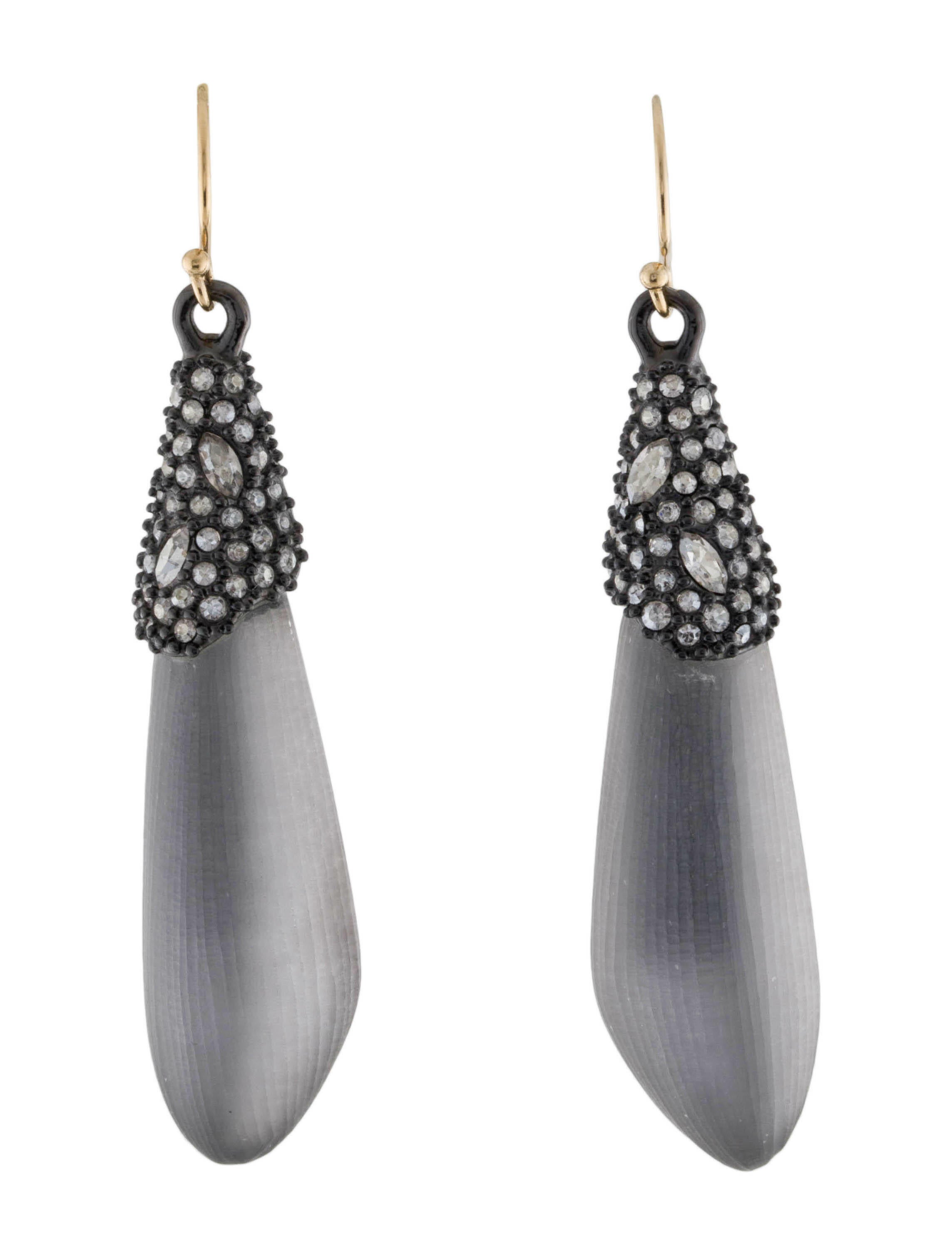 Alexis Bittar Crystal Encrusted Lucite Capped Wire Drop Earrings - Grey ...