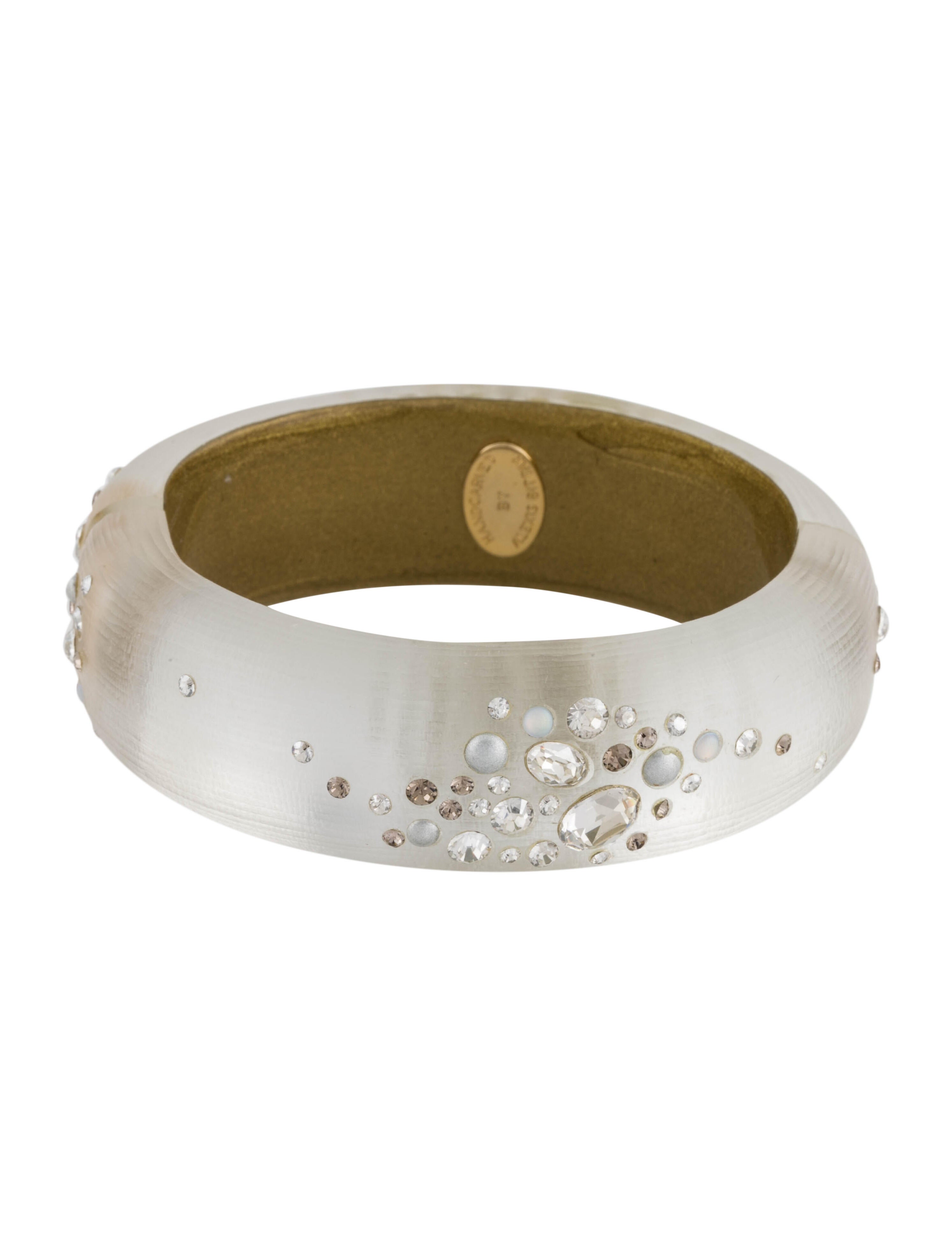 Alexis Bittar Lucite & Crystal Encrusted Hinged Bangle Bracelet - Clear ...