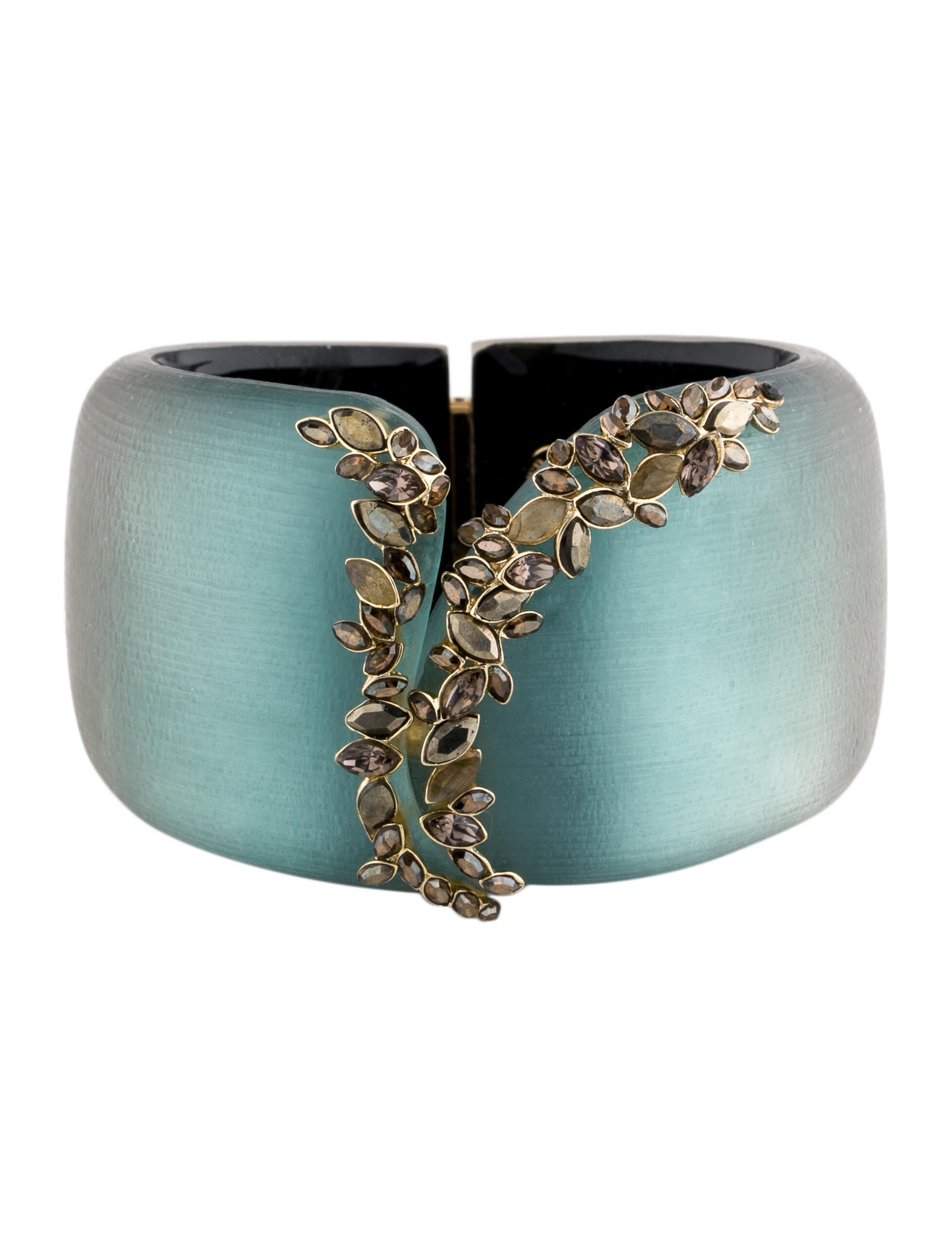 Alexis Bittar Wide Ombre Lucite & Crystal Hinged Bracelet - Blue, Brass ...