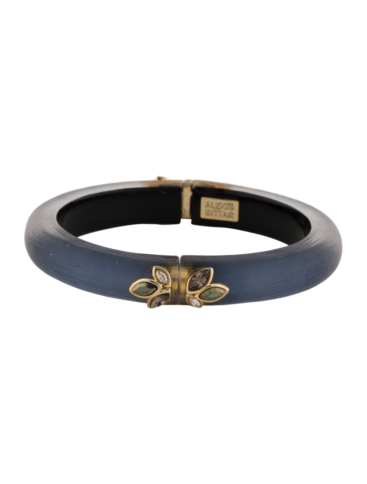 Alexis Bittar Crumpled Crystal & Lucite Hinged Bracelet - Blue, Brass ...