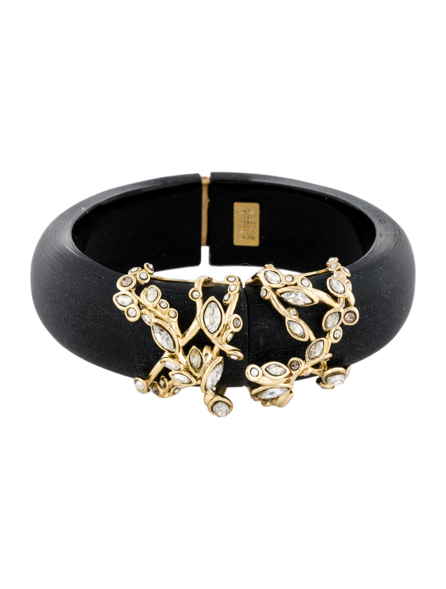 Alexis Bittar Crystal Wrapped Hinged Lucite Bracelet - Black, 10K Gold ...