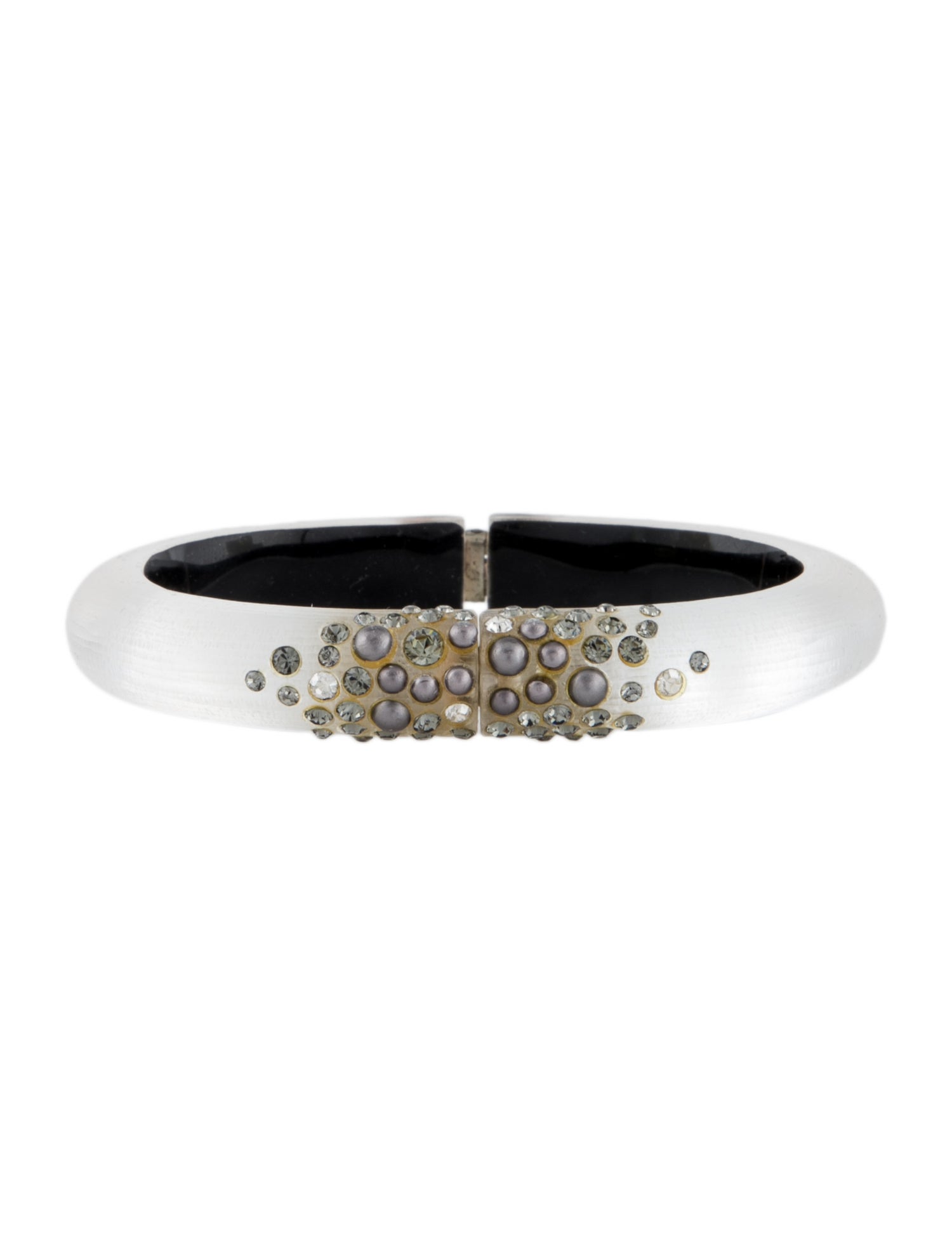 Alexis Bittar Faux Pearl, Lucite, & Crystal Hinged Bangle Bracelet ...