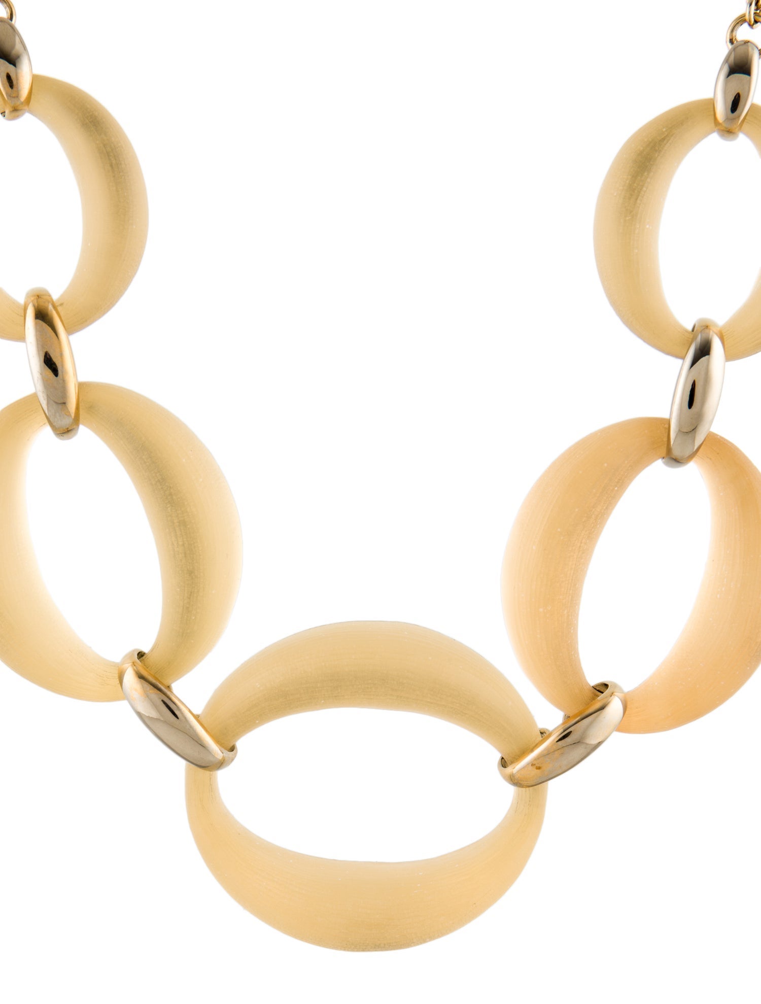 Alexis Bittar Lucite Link Chain Necklace - White, Brass Chain ...