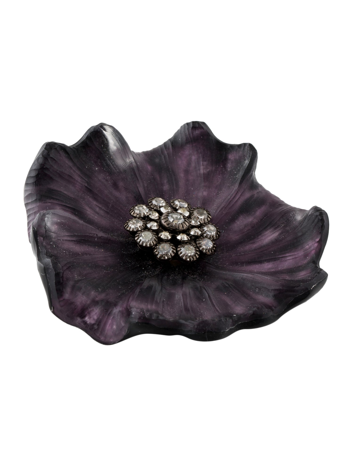 Alexis Bittar Lucite & Crystal Iris Floral Brooch - Black, Gold-Tone ...