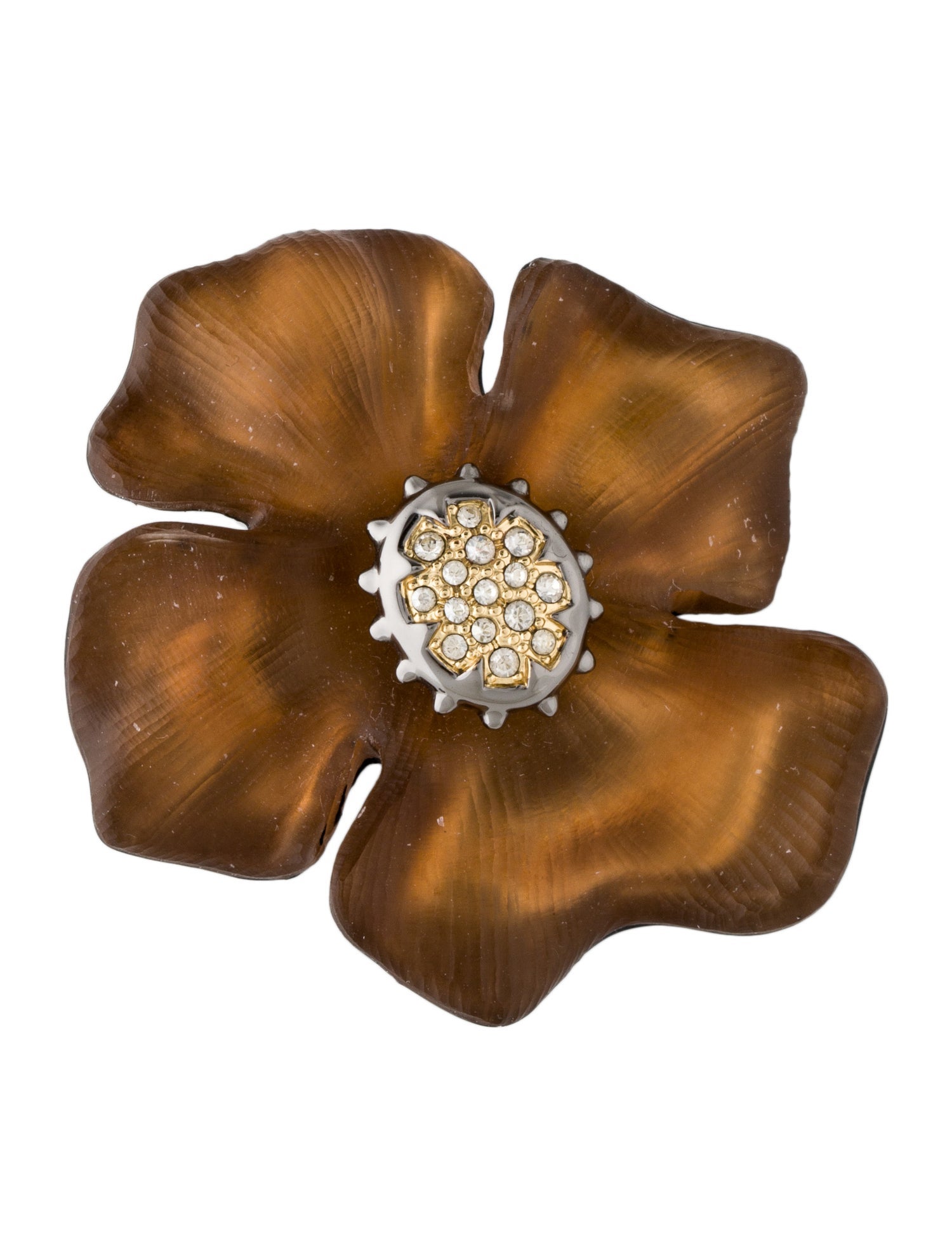 Alexis Bittar Crystal & Lucite Small Flower Brooch Pin - Brown ...