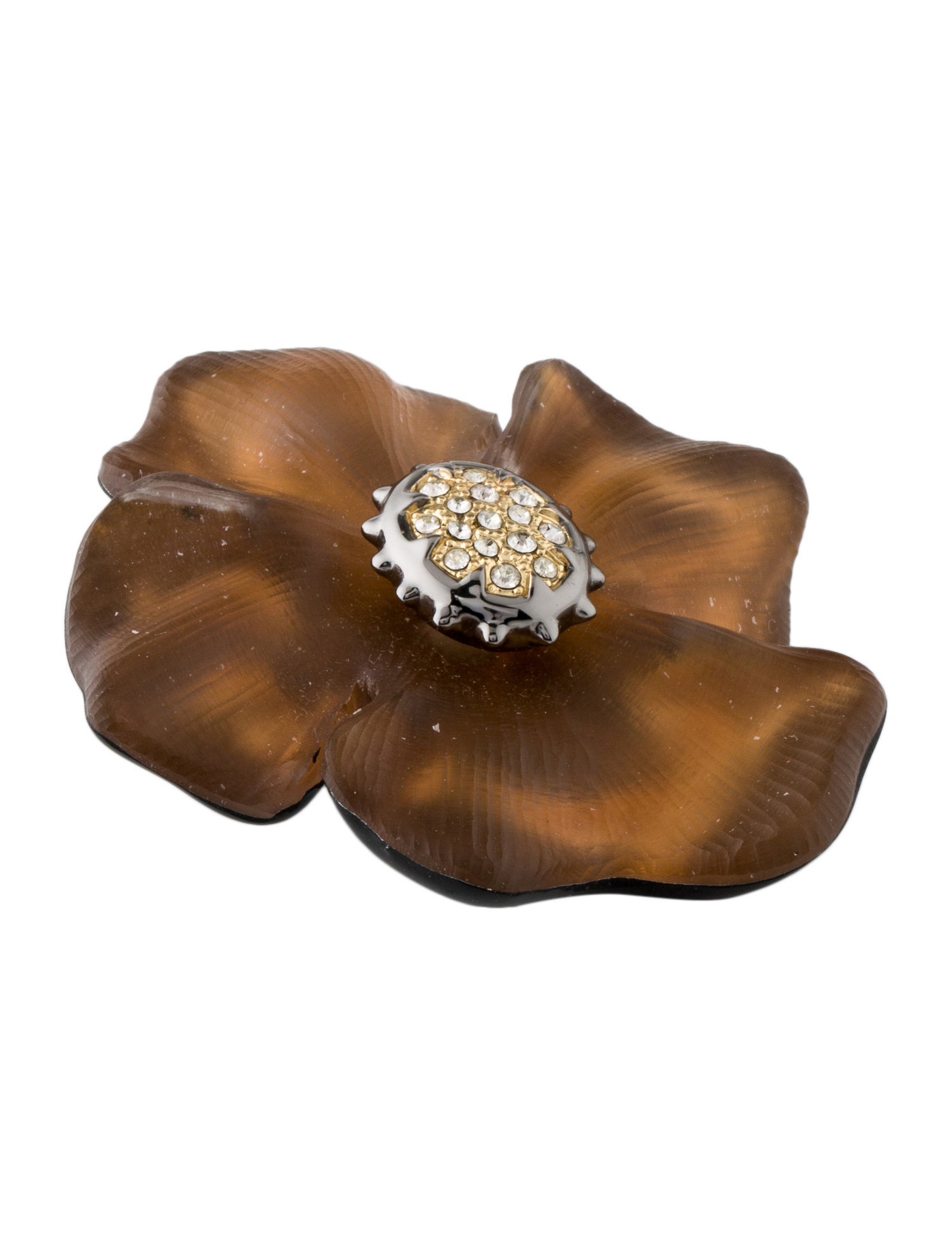 Alexis Bittar Crystal & Lucite Small Flower Brooch Pin - Purple, Brass ...