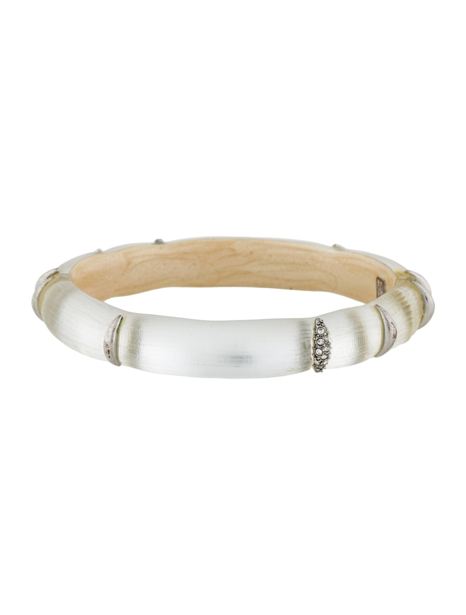 Alexis Bittar Lucite & Crystal Hinged Bangle - Clear, Rhodium-Plated ...
