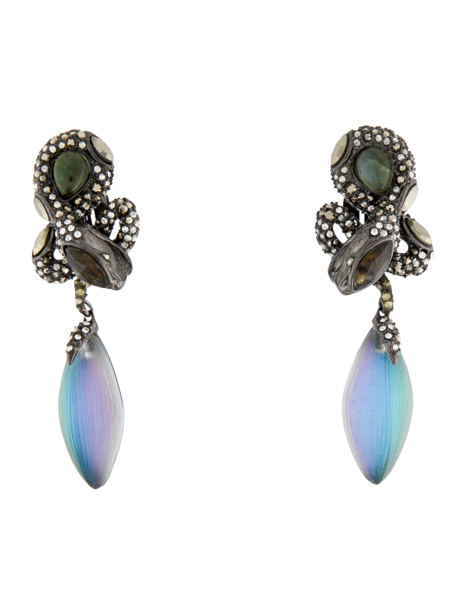 Alexis Bittar Imperial Noir Crystal & Lucite Snake Clip-On Earrings ...
