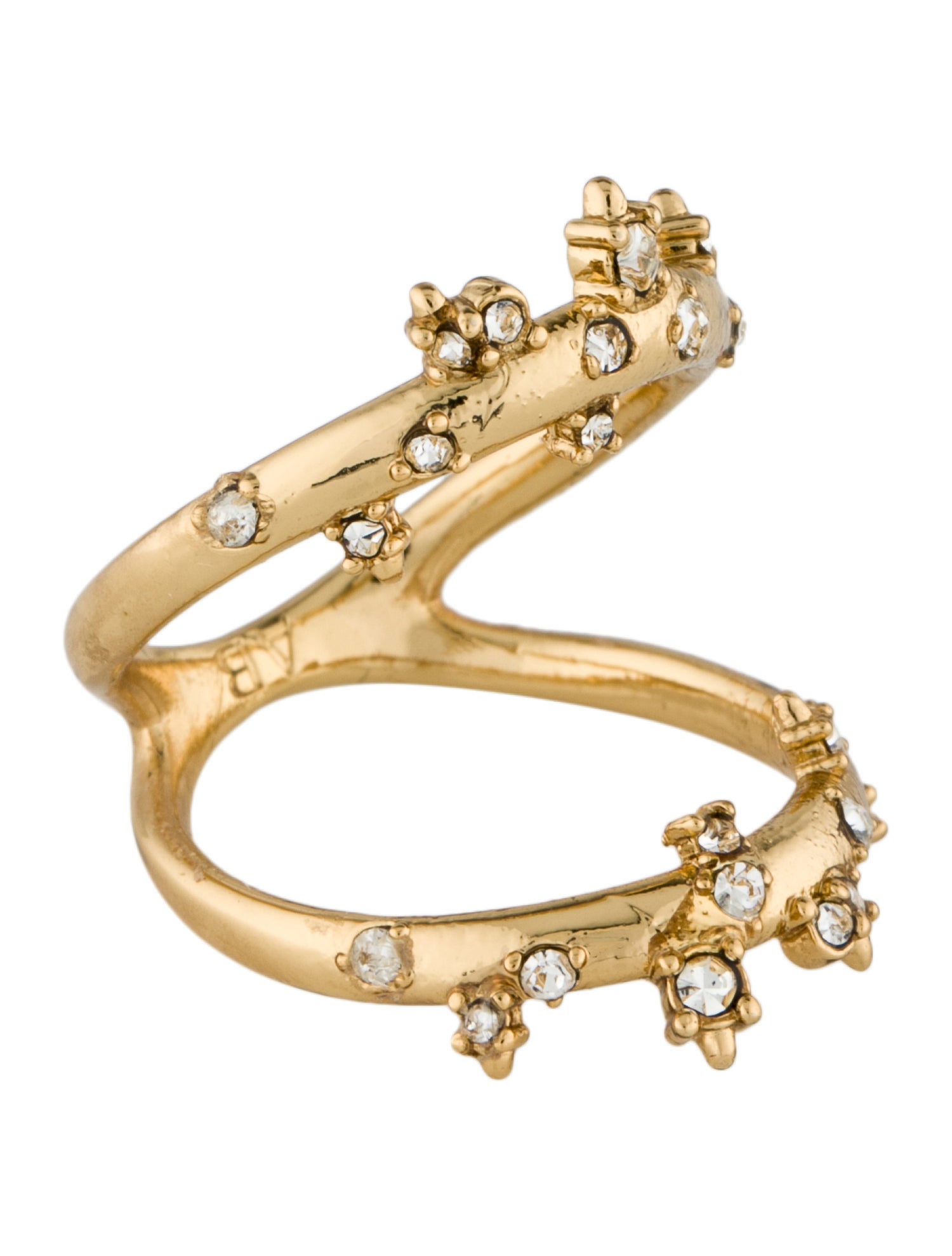 Alexis Bittar Crystal Double Band Ring - Clear, Brass Band, Rings ...