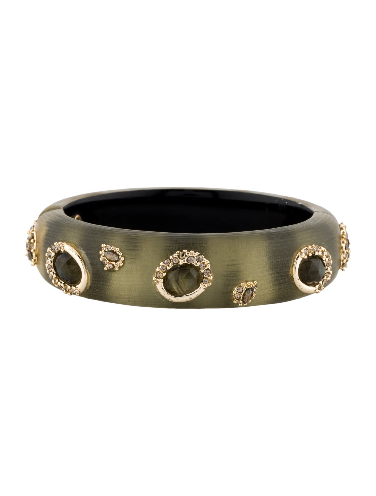 Alexis Bittar Lucite And Crystal Hinged Bangle Brass Bangle Bracelets Wa569779 The Realreal