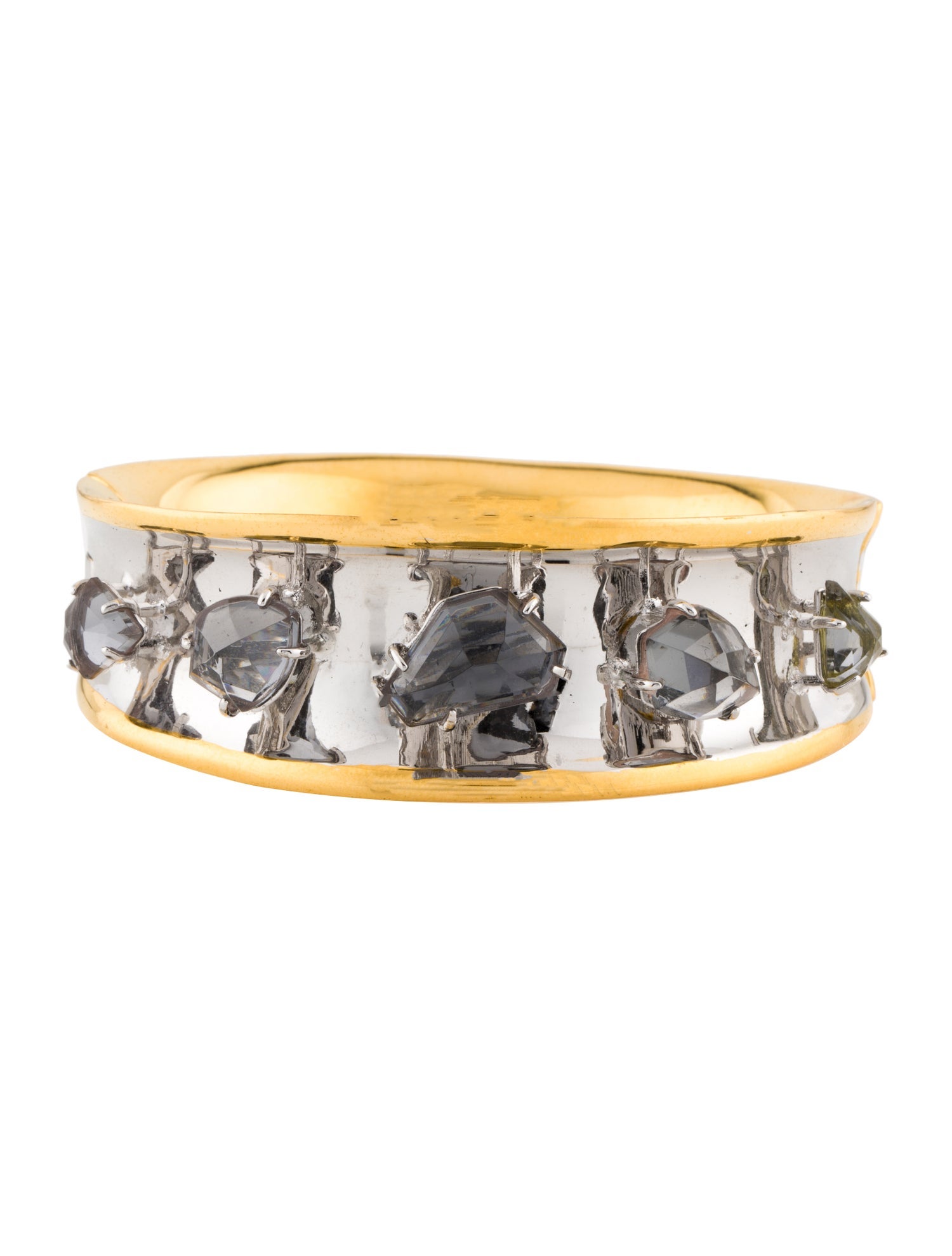 Alexis Bittar Two-Tone Crystal Shard Inverted Bangle - 10K Gold-Plated ...
