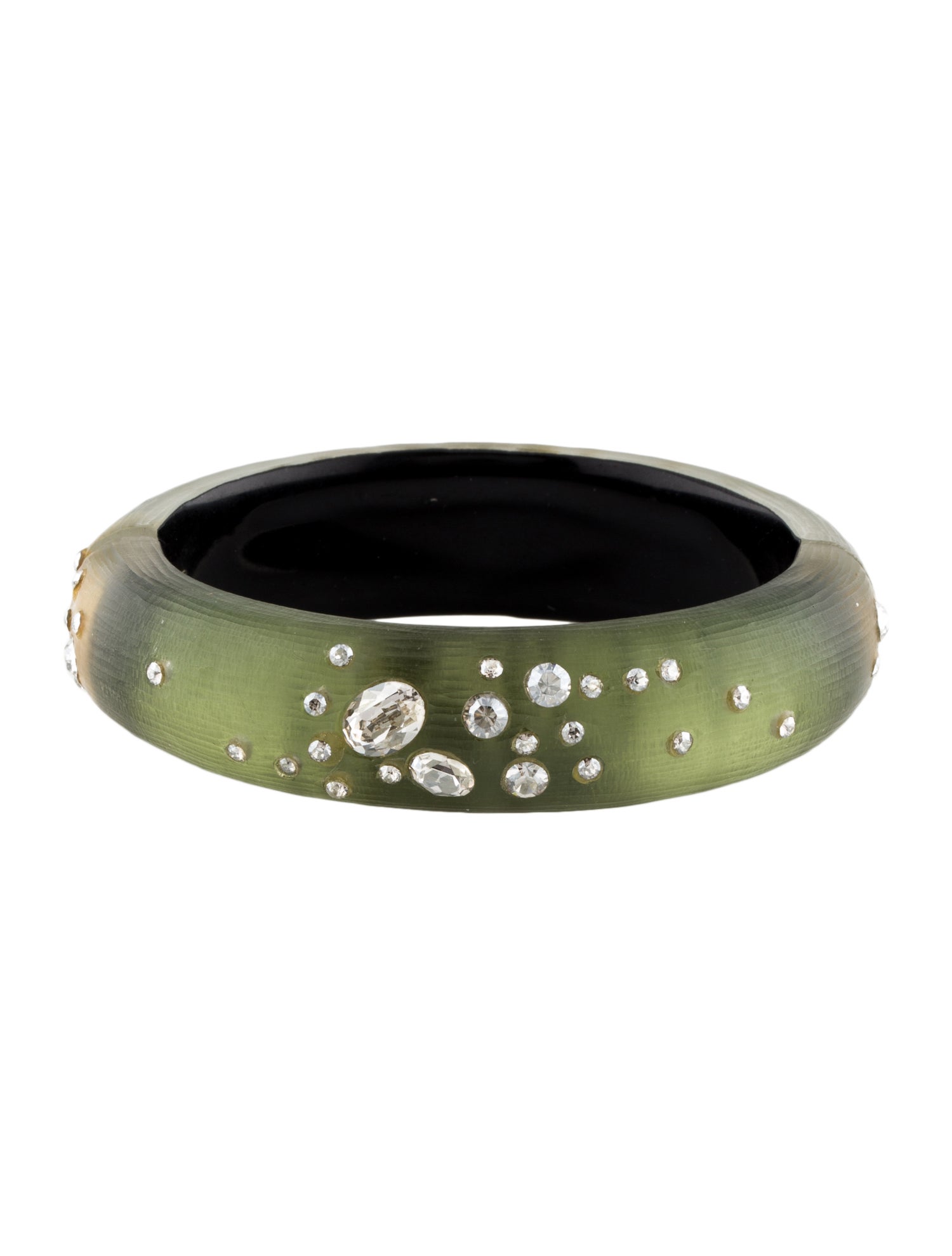 Alexis Bittar Lucite & Crystal Dust Hinged Bracelet - Green, Brass ...