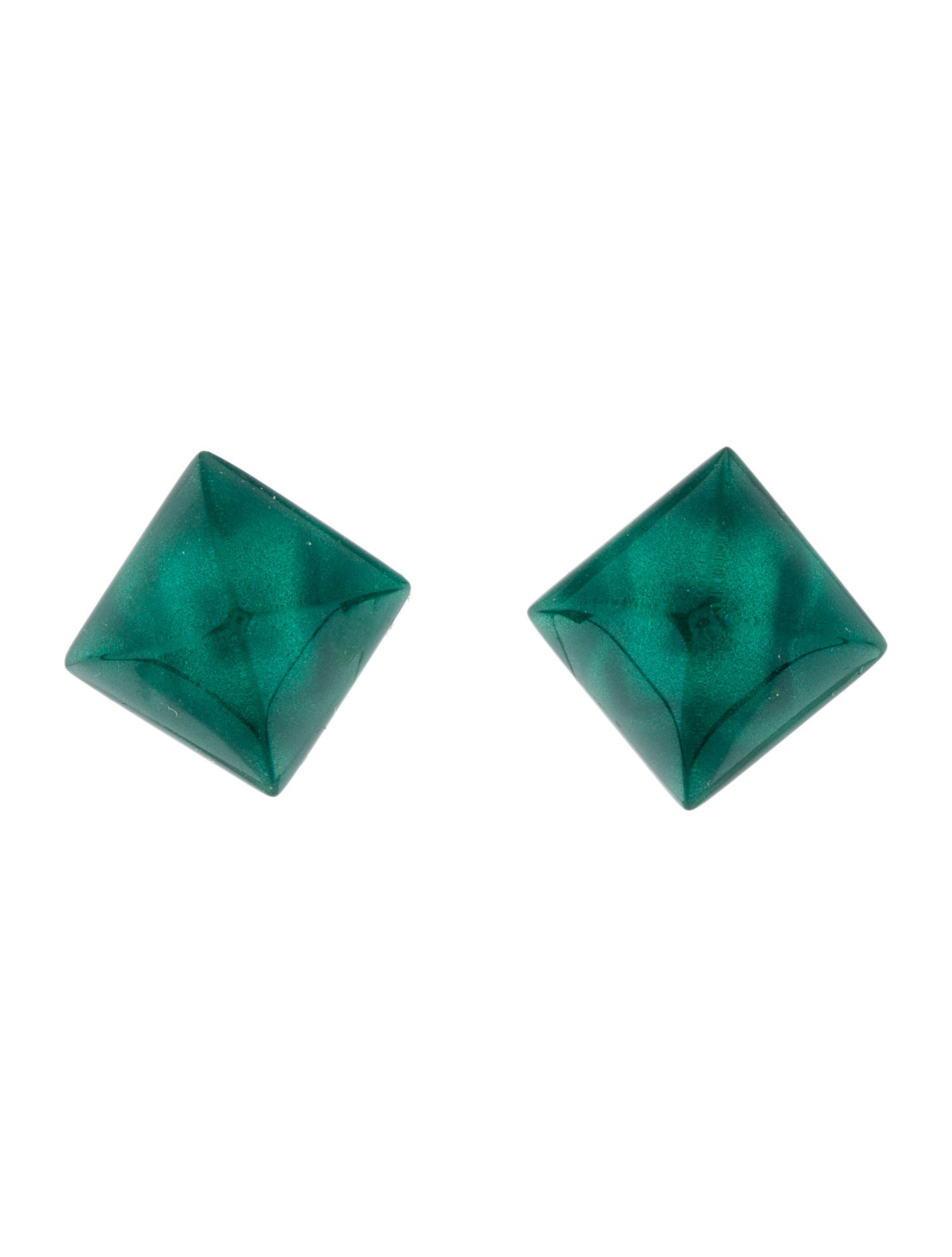 Alexis Bittar Lucite Pyramid Stud Earrings - Green, Brass Stud ...