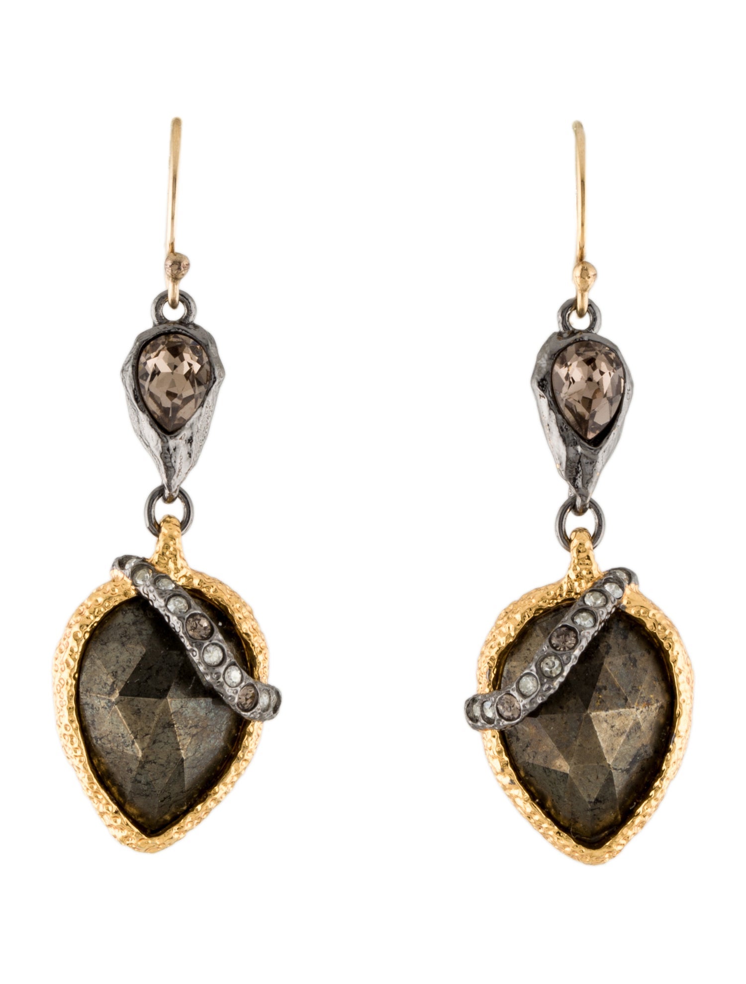 Alexis Bittar Crystal Snake Wrapped Drop Earrings - Brass Drop ...