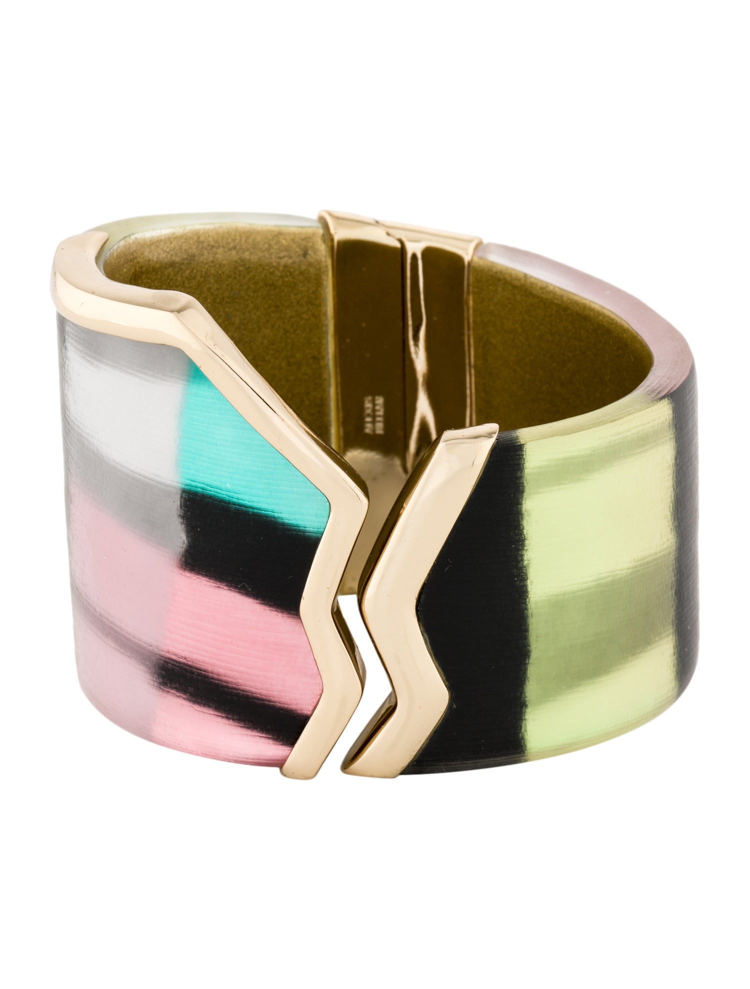 Alexis Bittar Lucite Jagged Brake Hinge Cuff - Black, Brass Cuff ...