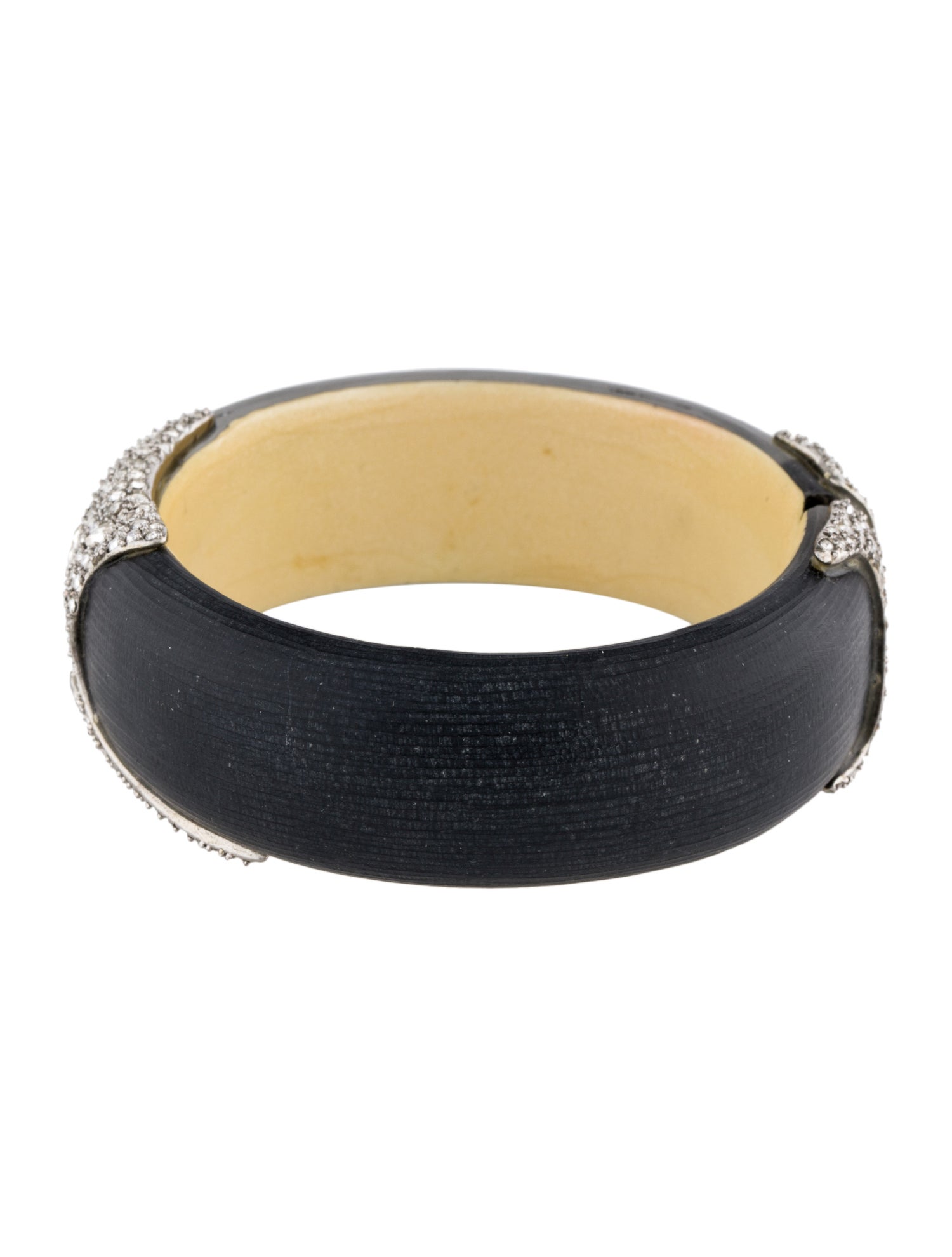 Alexis Bittar Lucite & Crystal Encrusted Hinged Bangle - Black, Brass ...