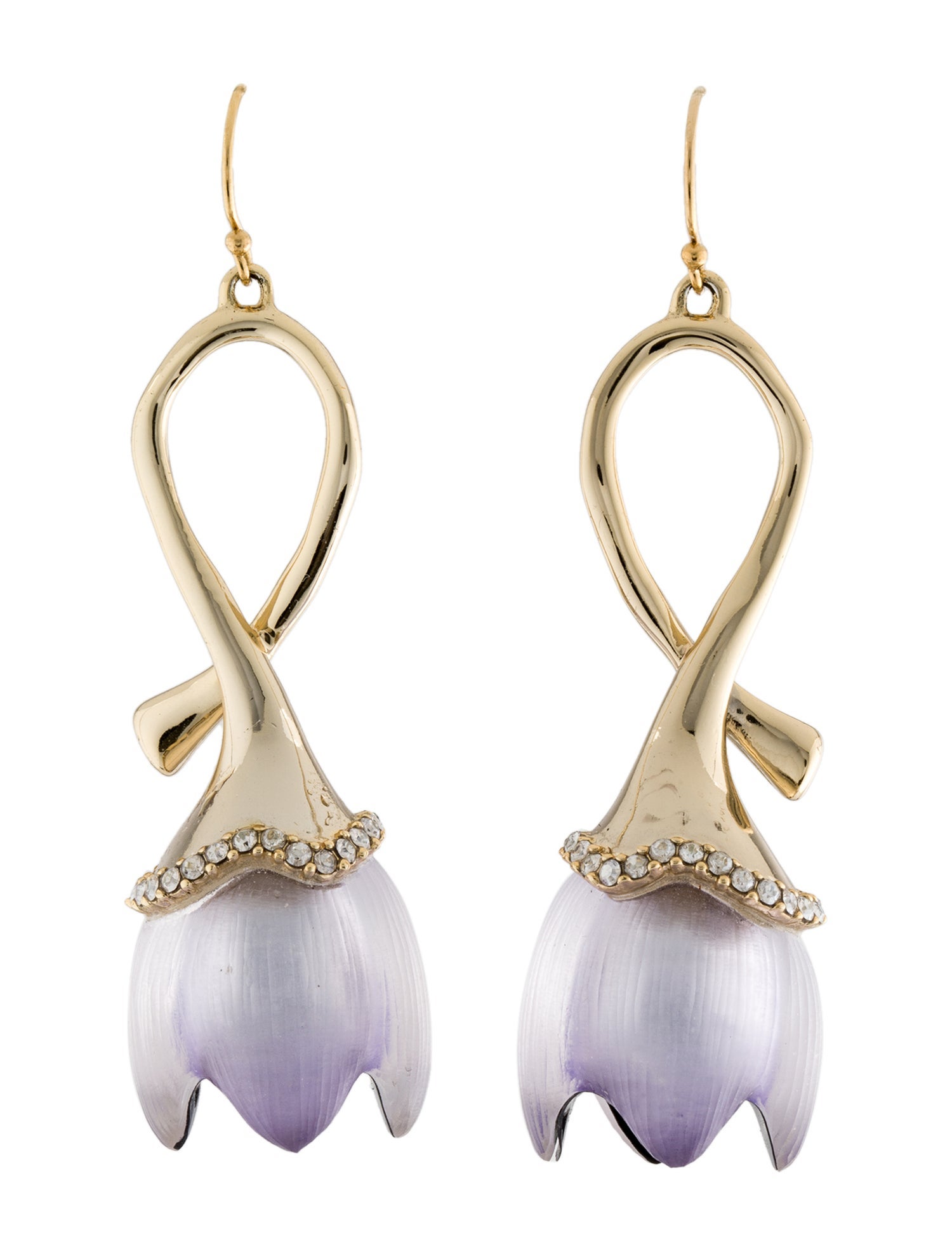 Alexis Bittar Lucite & Crystal Tulip Drop Earrings - Purple, Brass Drop ...