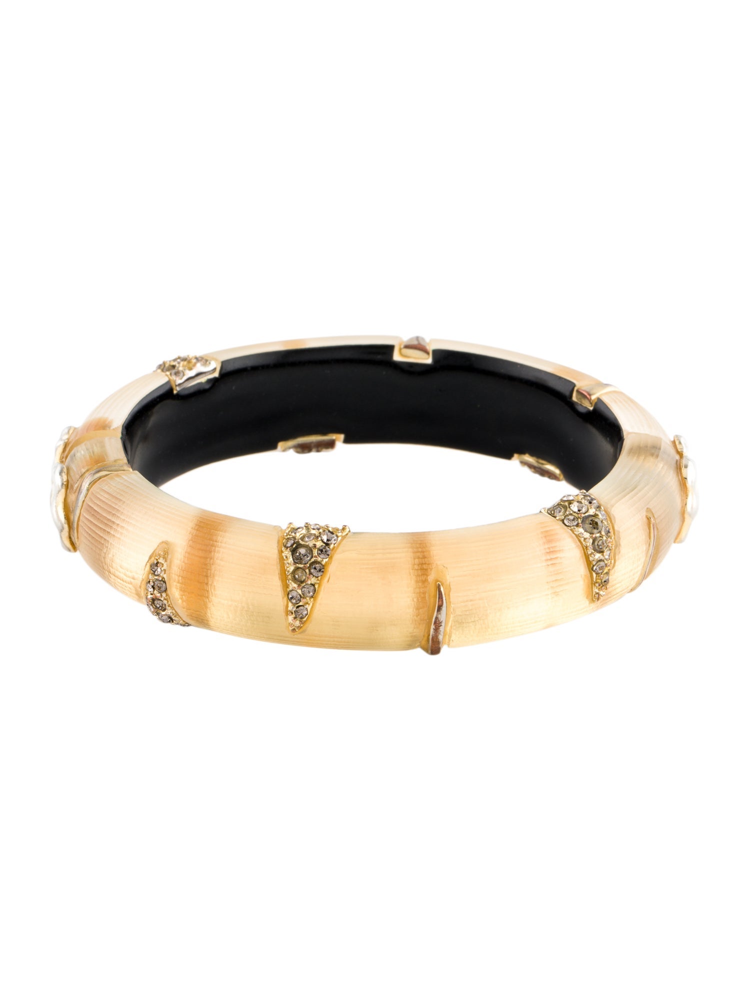 Alexis Bittar Lucite & Crystal Hinged Bangle Bracelet - Clear, Brass Bangle, Bracelets ...
