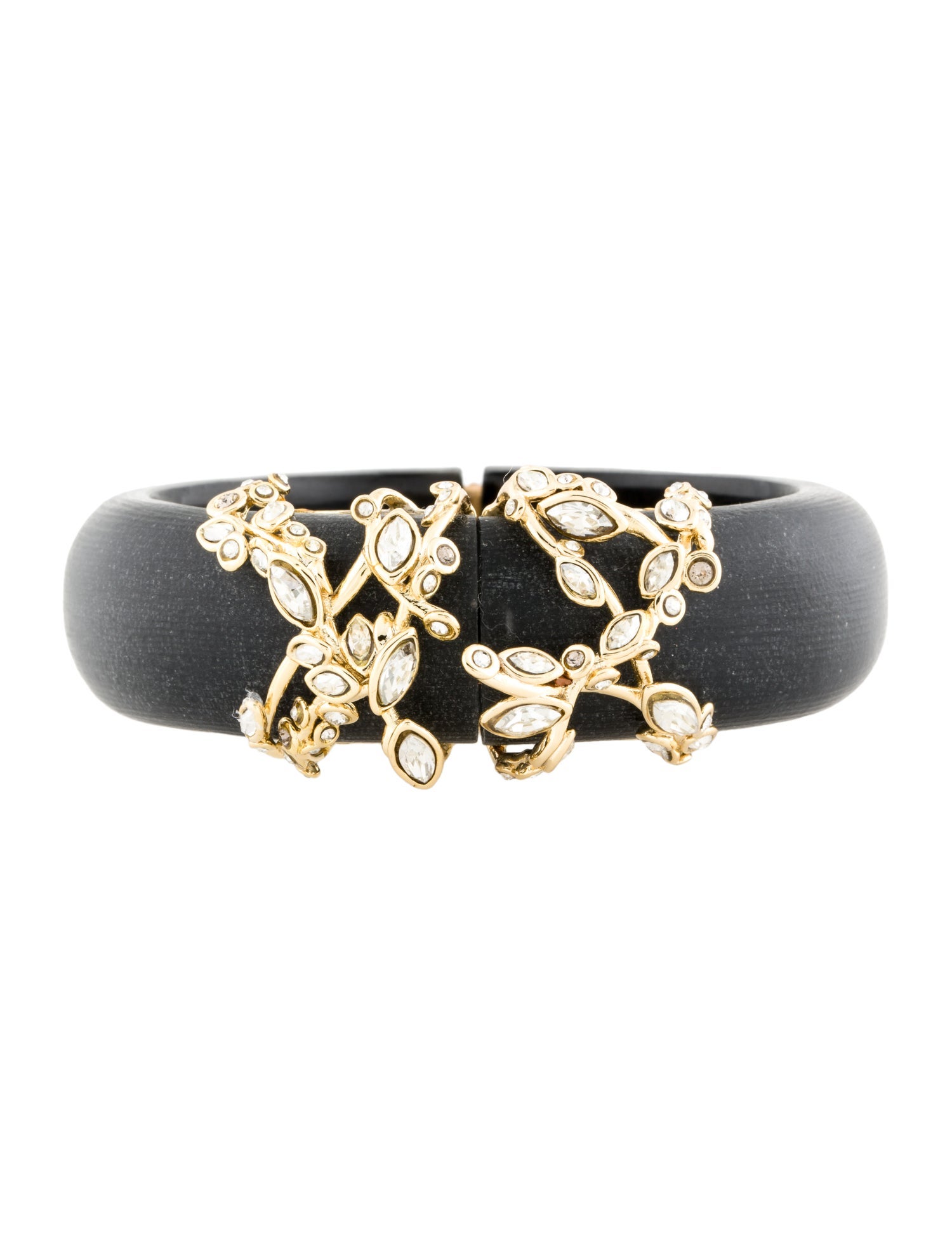 Alexis Bittar Lucite & Crystal Maquis Hinged Bracelet - 14K Yellow Gold ...