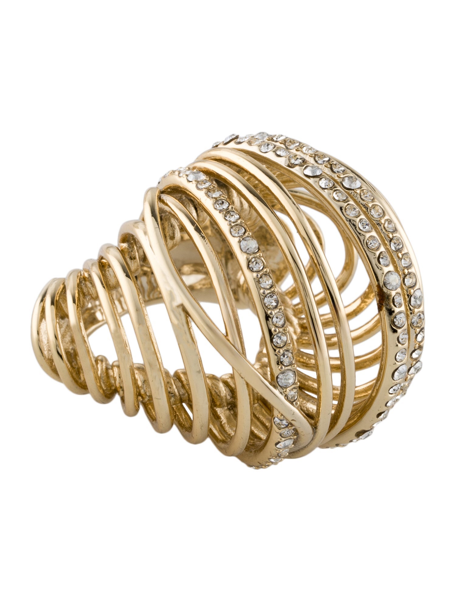 Alexis Bittar Crystal Orbital Spiral Cocktail Ring - Brass Cocktail ...