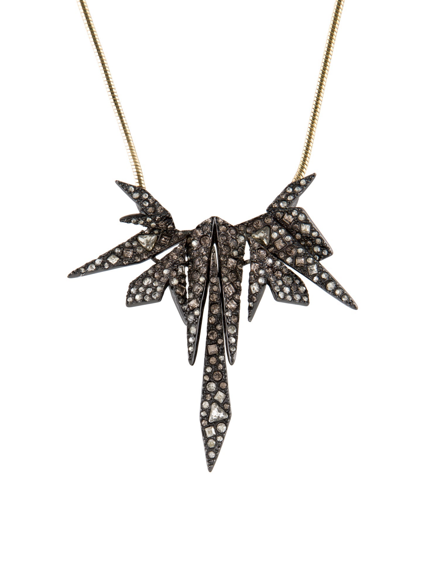 Alexis Bittar Two-Tone Crystal Encrusted Origami Pendant Necklace ...