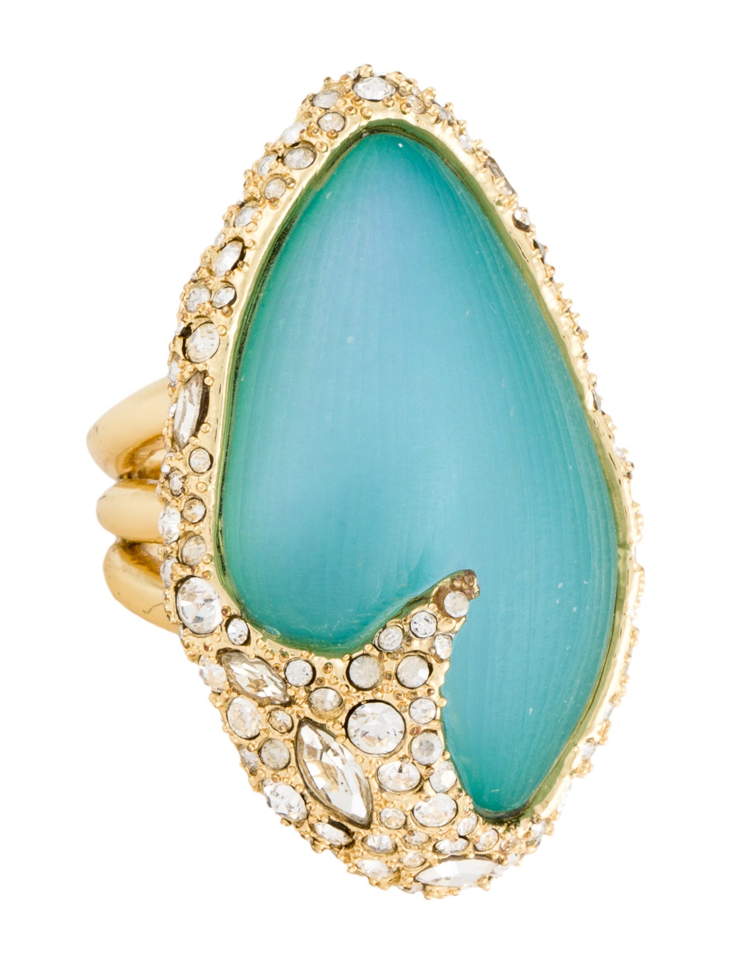 Alexis Bittar Lucite Crystal Encrusted Cocktail Ring - Brass Cocktail ...