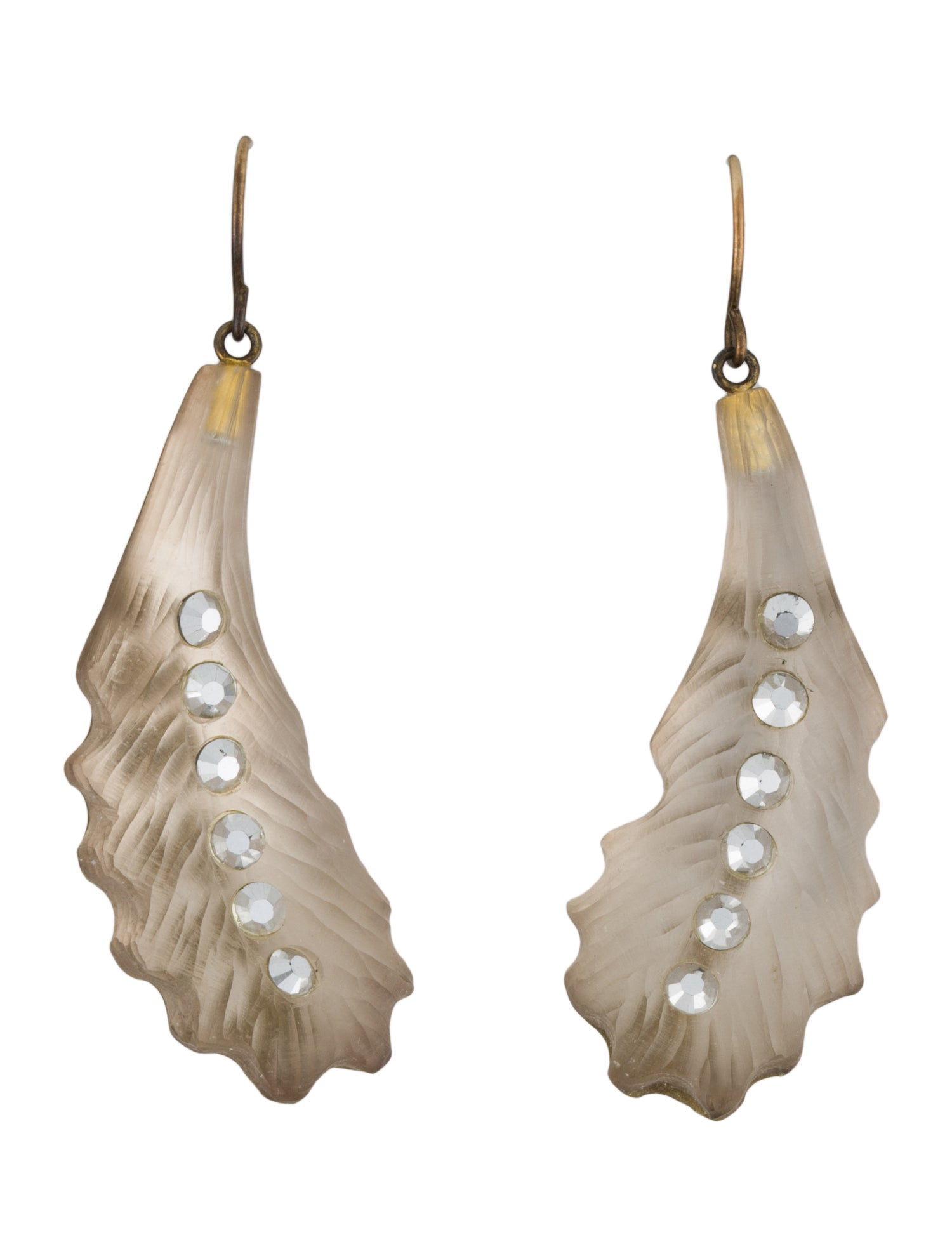 Alexis Bittar Crystal & Lucite Feather Drop Earrings - Brass Drop ...