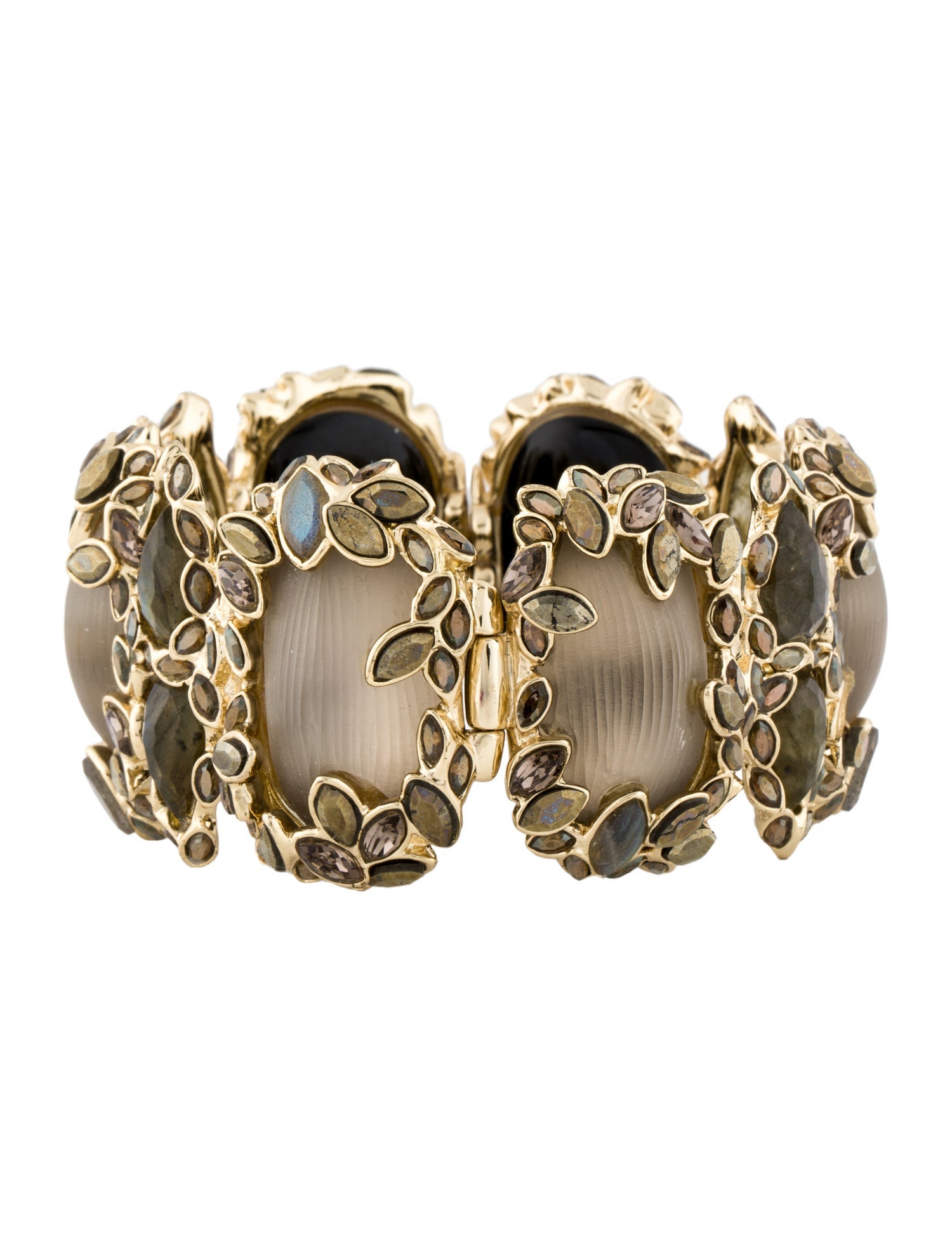 Alexis Bittar Crystal & Lucite Bangle Hinged Bracelet - Brass Bangle ...