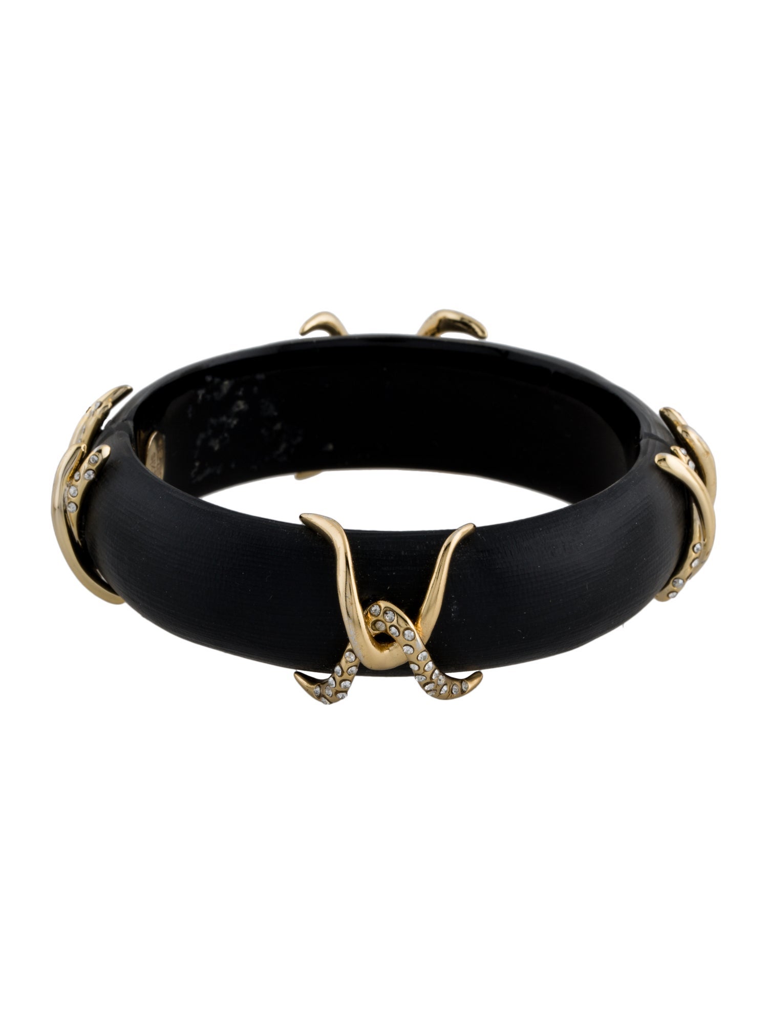Alexis Bittar Lucite & Crystal Hinged Bangle Bracelet - Brass Bangle ...