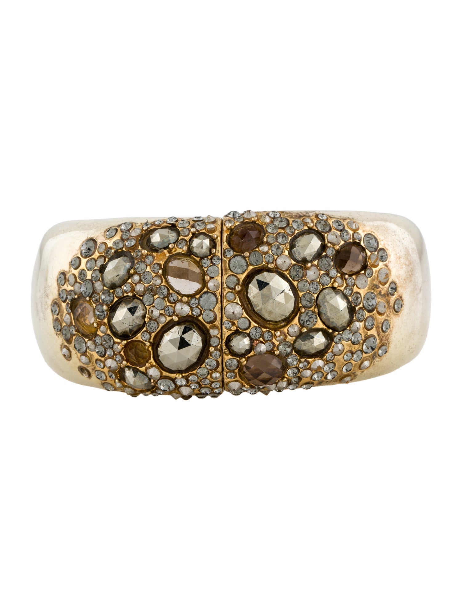 Alexis Bittar Crystal Encrusted Hinged Bracelet - 18K Yellow Gold ...