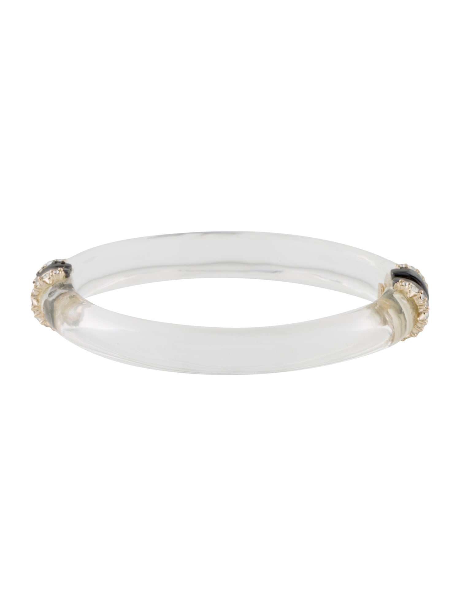 Alexis Bittar Lucite & Crystal Capped Hinge Bracelet - Brass Bangle ...