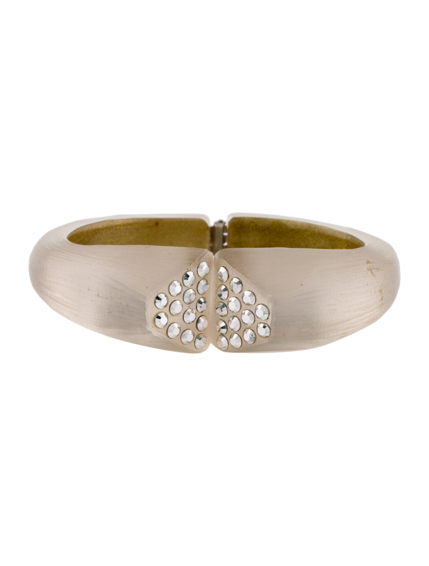 Alexis Bittar Lucite & Crystal Capped Hinged Cuff - Neutrals, Brass ...