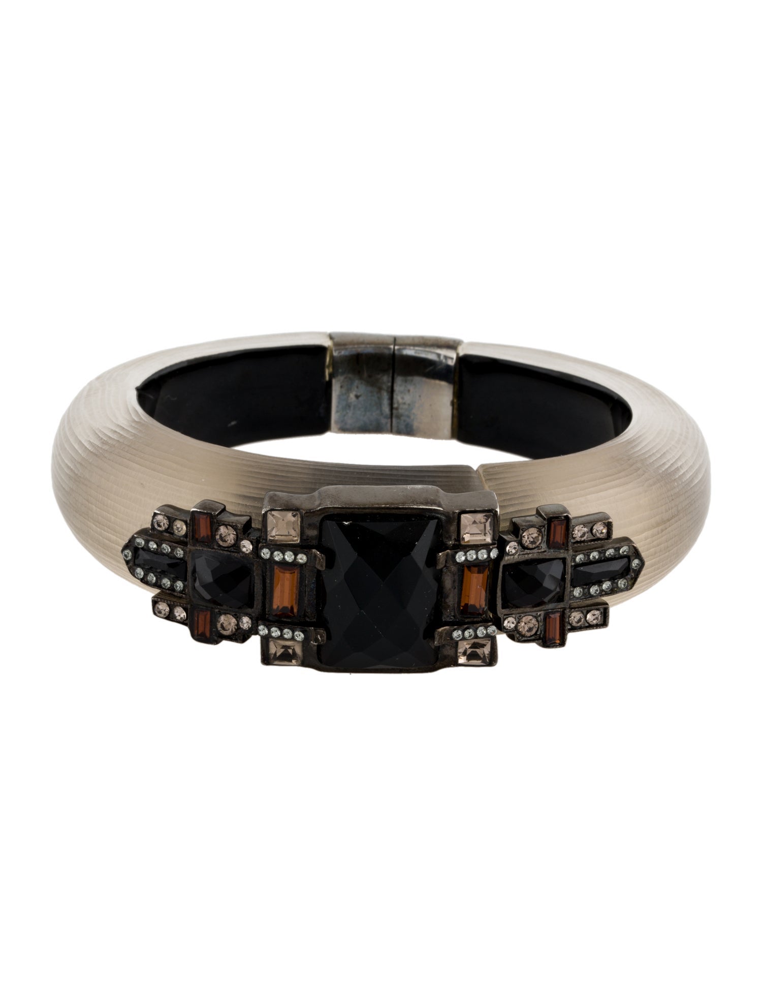 Alexis Bittar Crystal & Lucite Art Deco Hinged Bangle Bracelet ...