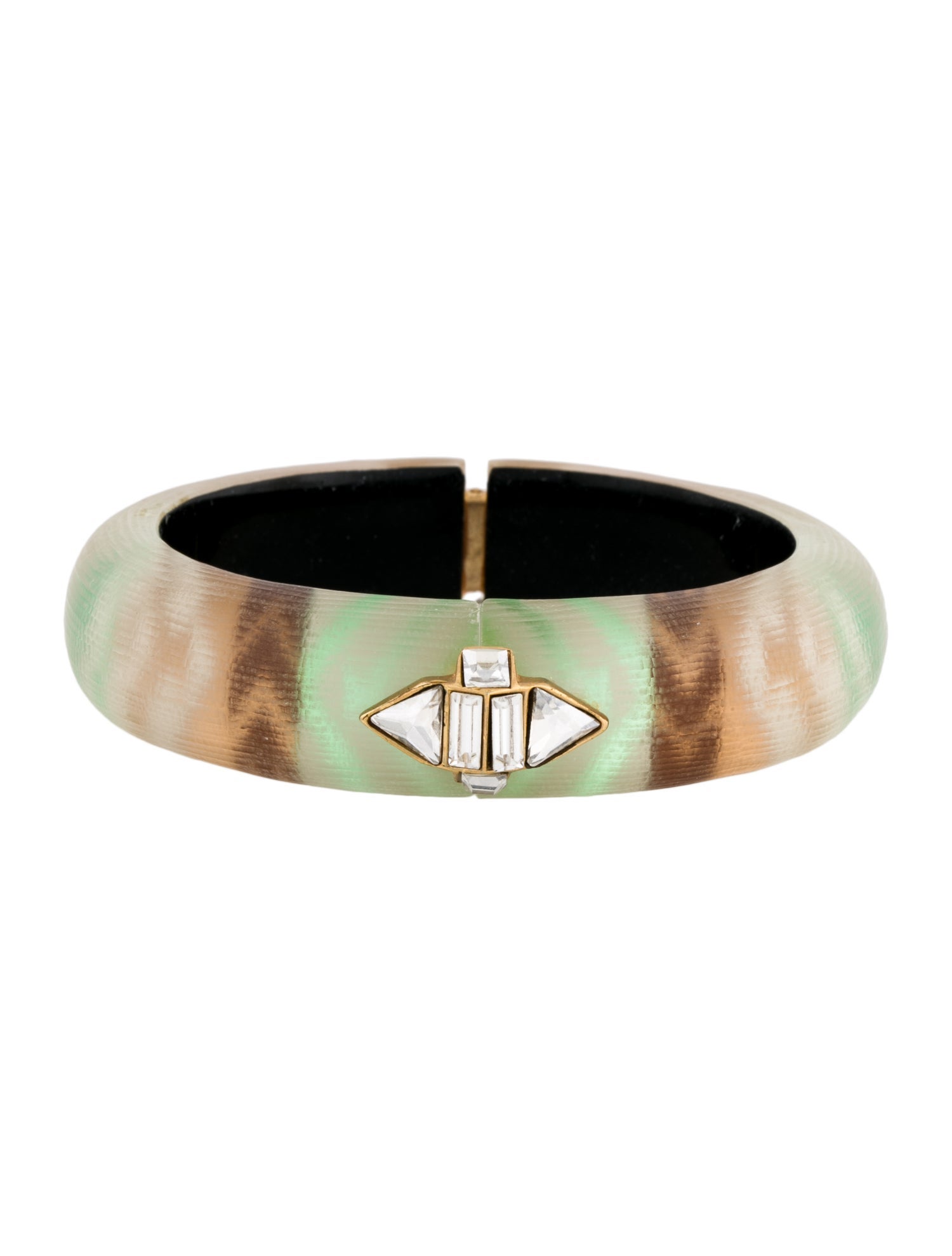Alexis Bittar Crystal & Lucite Hinged Bangle - Brass Bangle, Bracelets ...
