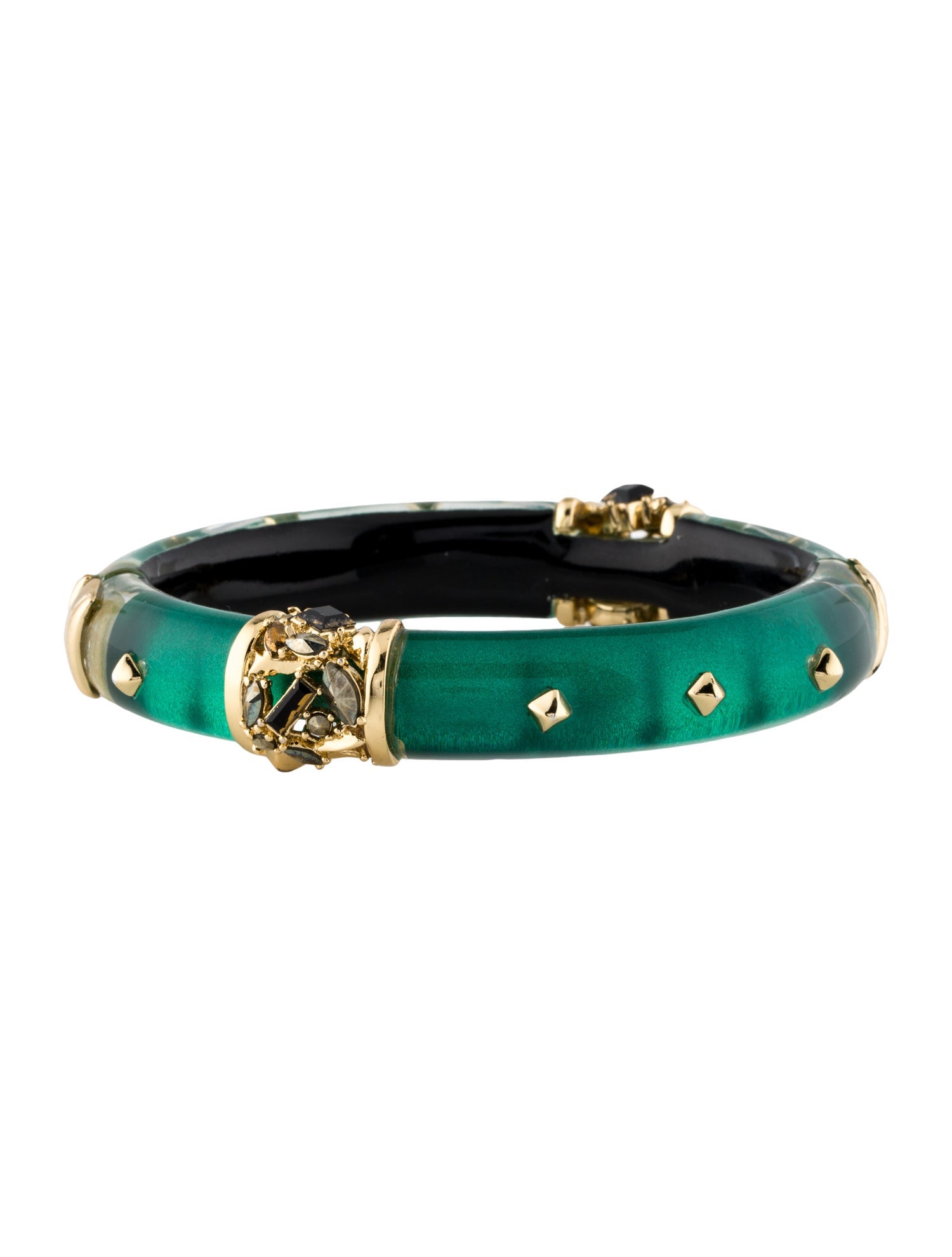 Alexis Bittar Crystal Encrusted Lucite Hinge Bracelet - Green, Brass ...