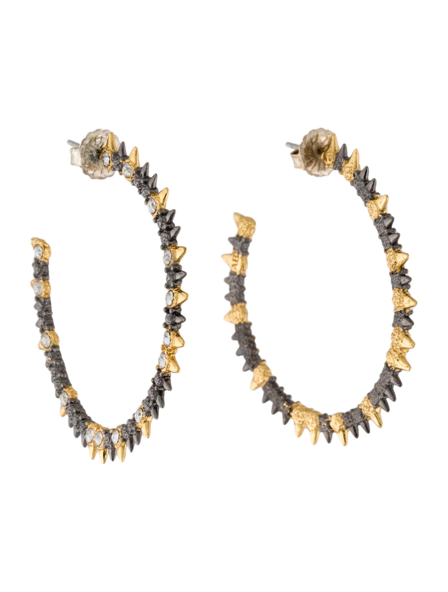 Alexis Bittar Crystal Spiked Hoop Earrings - Gold-Tone Metal Hoop ...