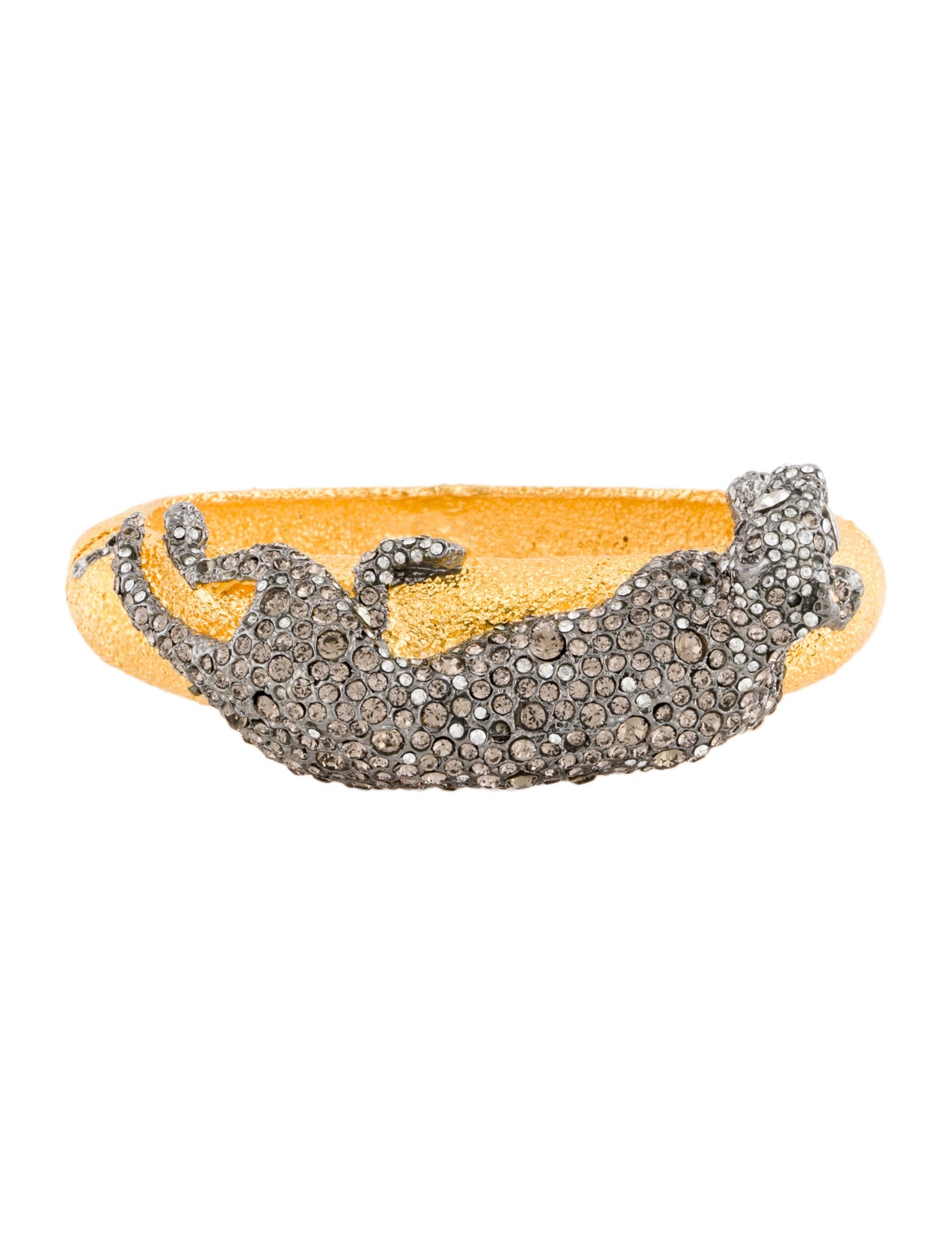 Alexis Bittar Crystal Siyabona Panther Hinged Bangle Bracelet - Brass ...