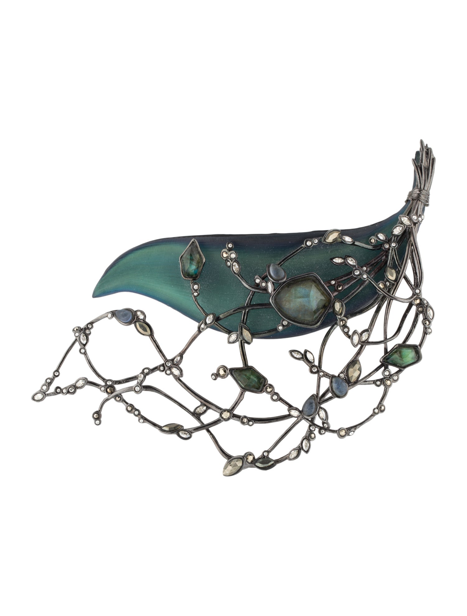 Alexis Bittar Lucite & Crystal Imperial Noir Lace Bouquet Brooch ...